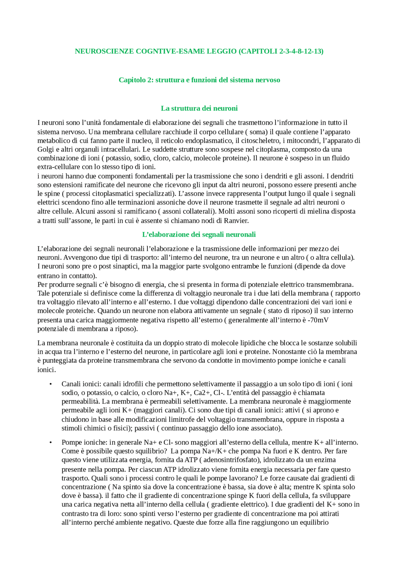 Neuroscienze Cognitive Leggio Docsity