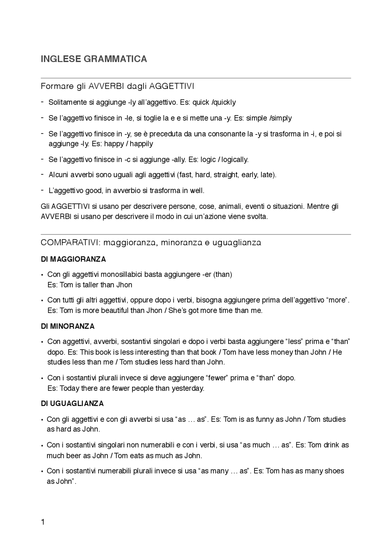 Appunti Di Inglese Grammatica Docsity