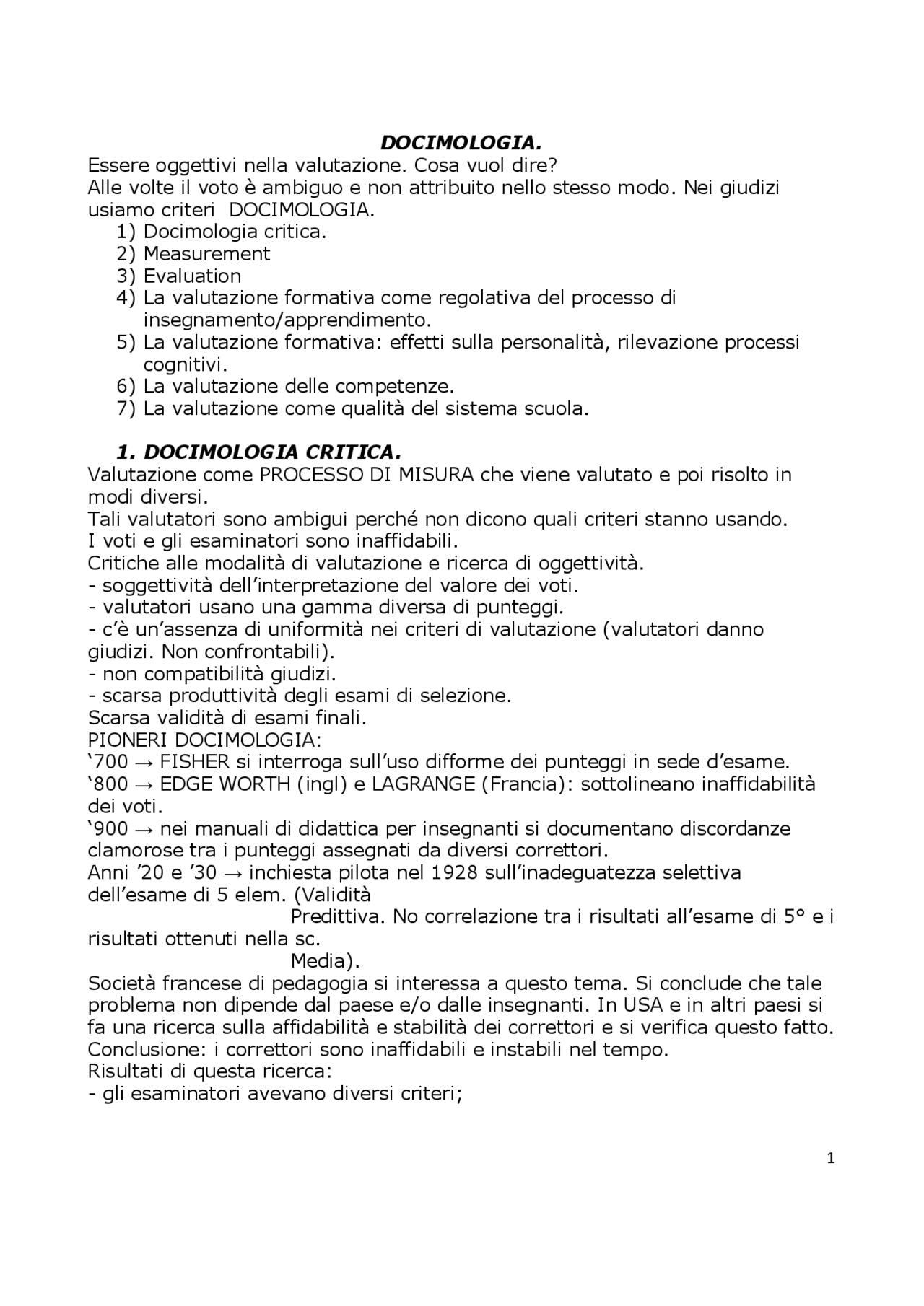 Docimologia Appunti Completi Docsity