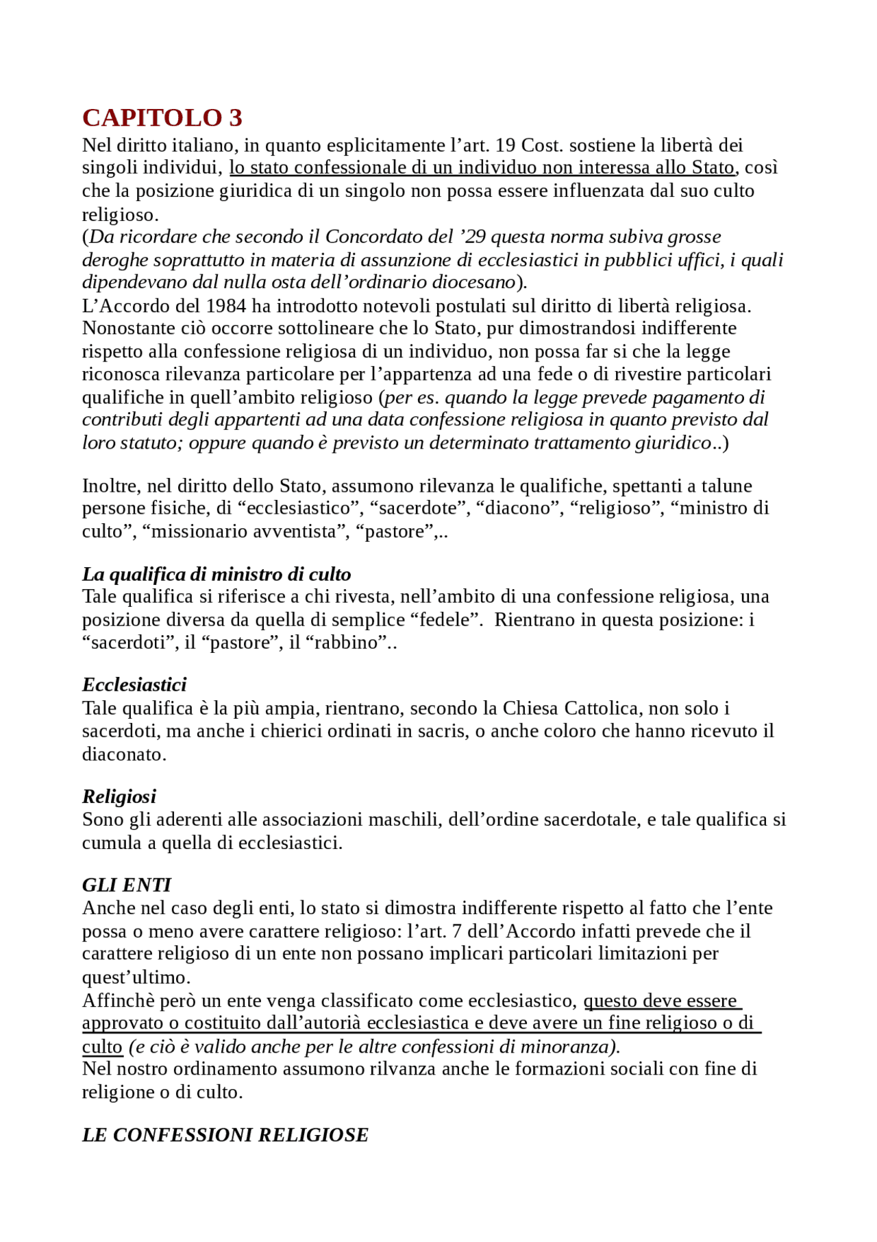 Riassunto Capitolo 3 Finocchiaro Docsity