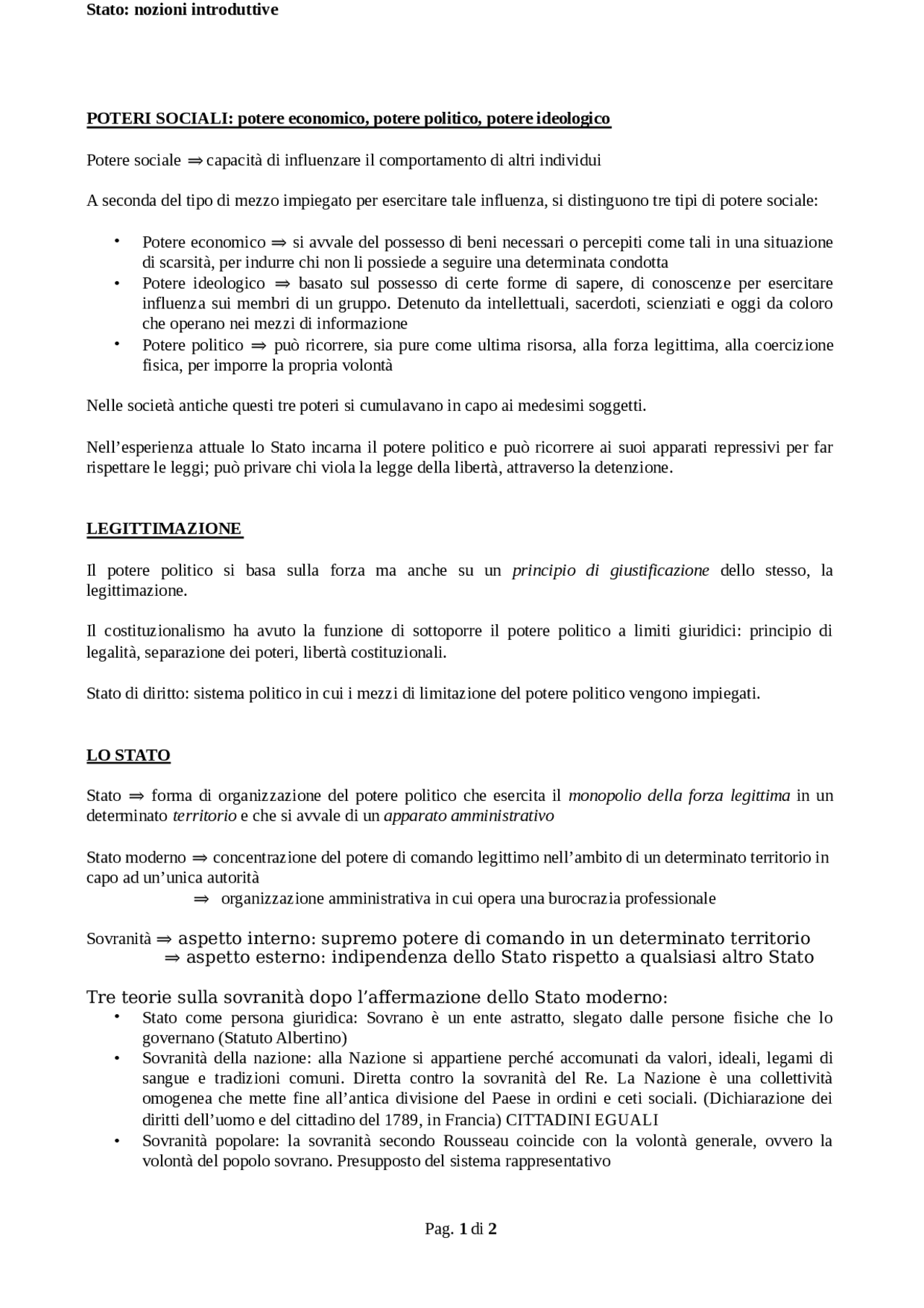 Stato Nozioni Introduttive Docsity