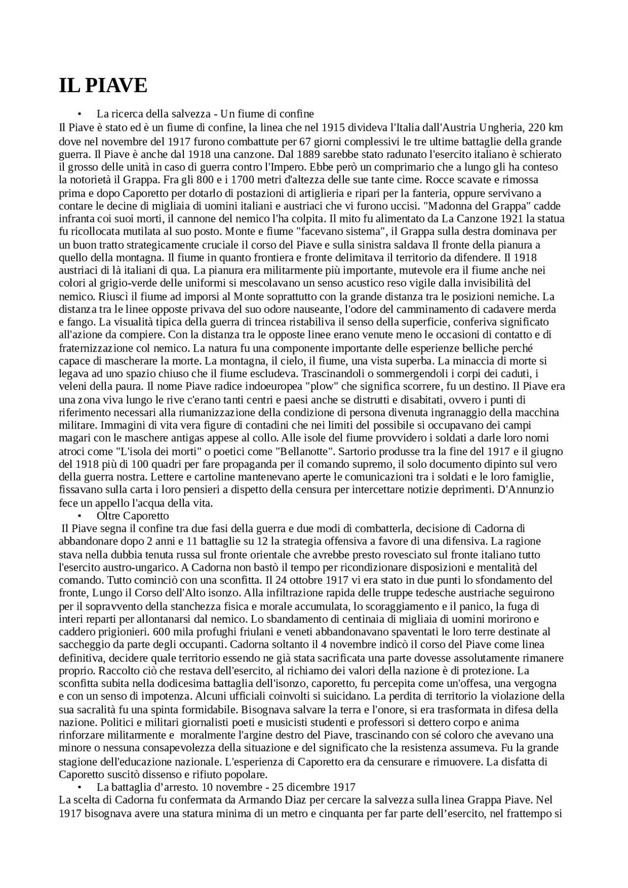 Il Piave - Fortunato Minniti - Docsity