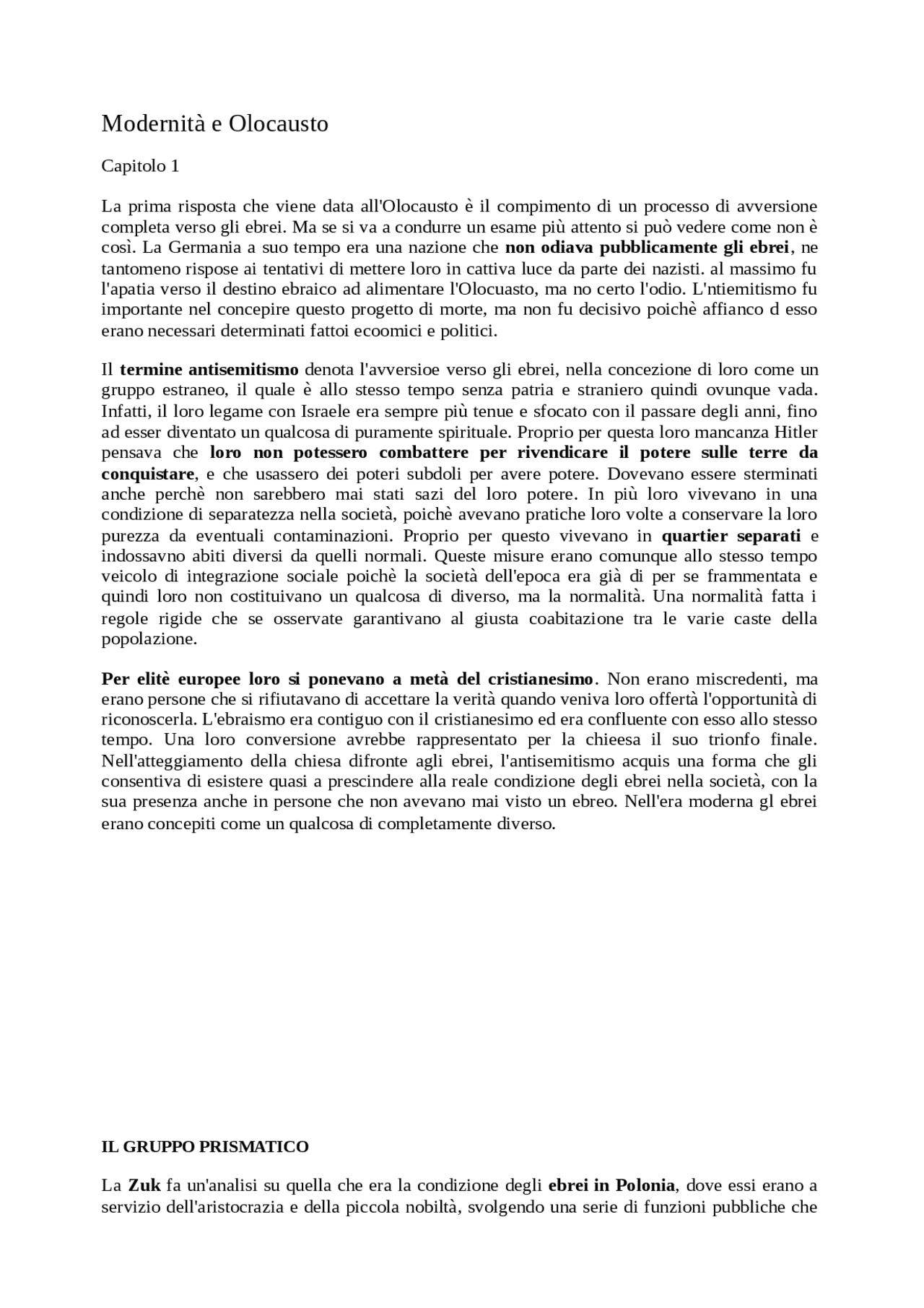 Modernità E Olocausto Docsity
