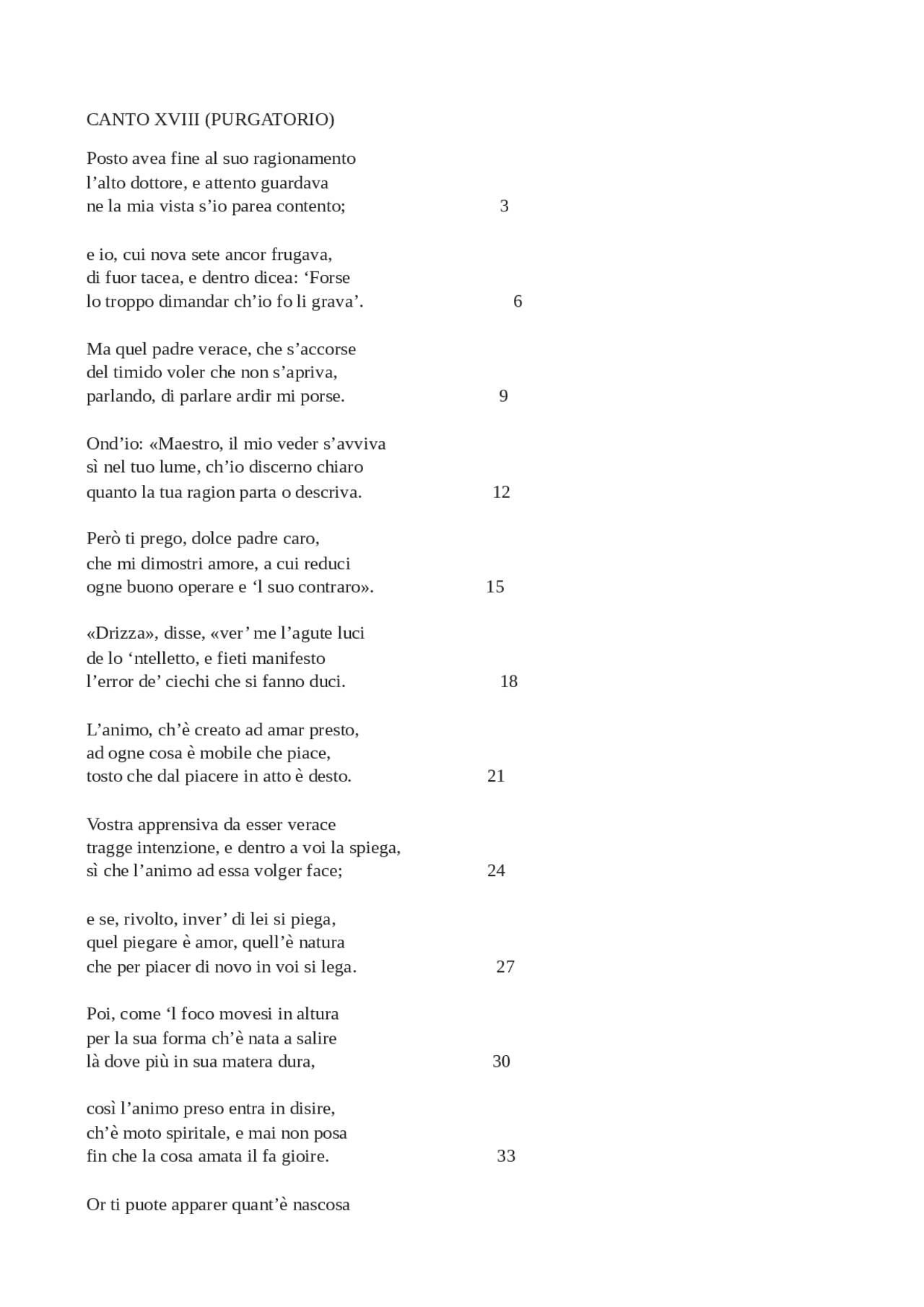 Dante Alighieri Canto XVIII Purgatorio - Docsity