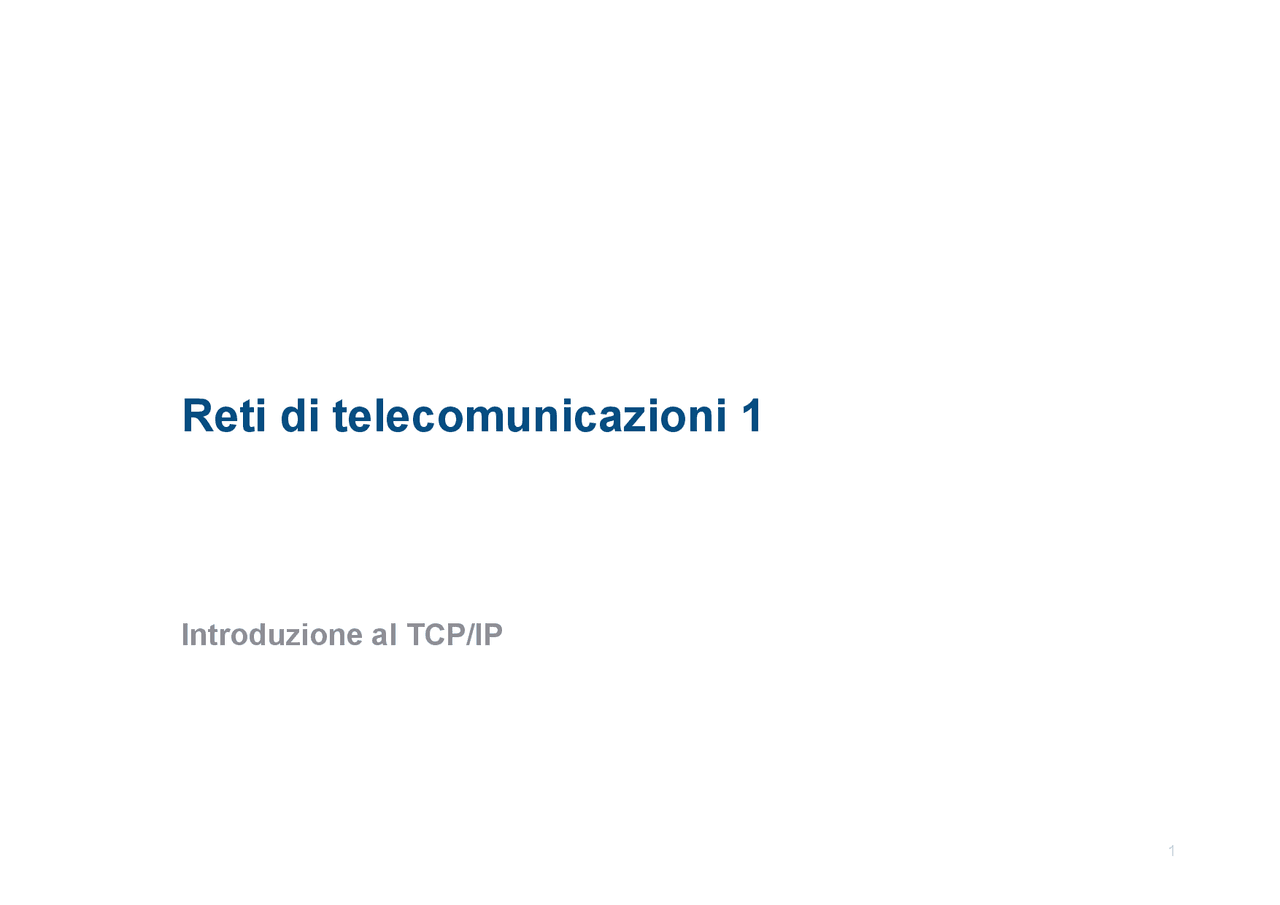 Reti Di Telecomunicazioni 1 Introduzione Alla Pila Protocollare Docsity