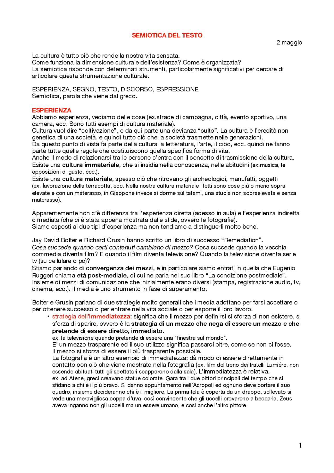 Appunti Semiotica Del Testo Ugo Volli Docsity