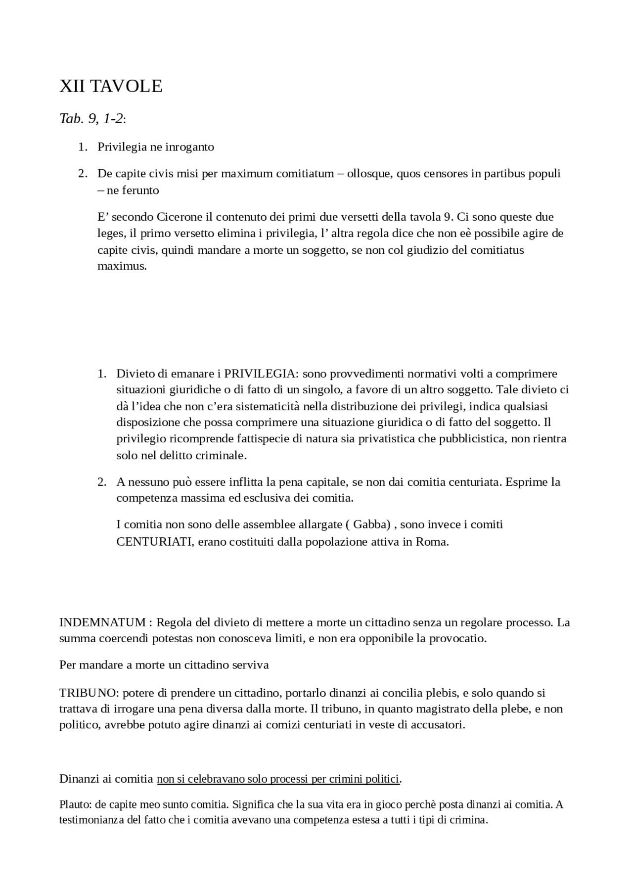 Storia del diritto romano: XII Tavole, tab. 8-9 - Docsity