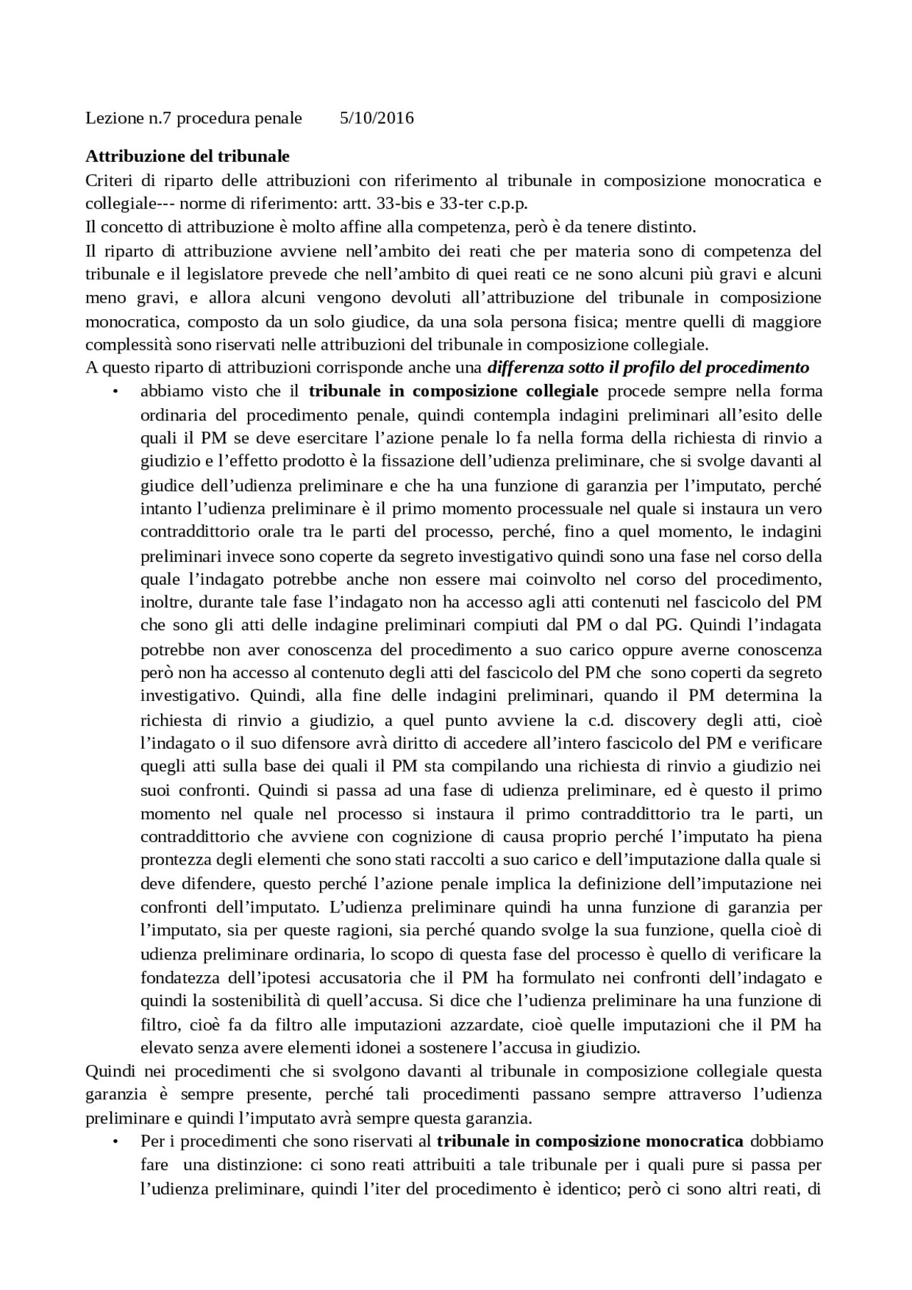 Settima Lezione Procedura Penale Docsity