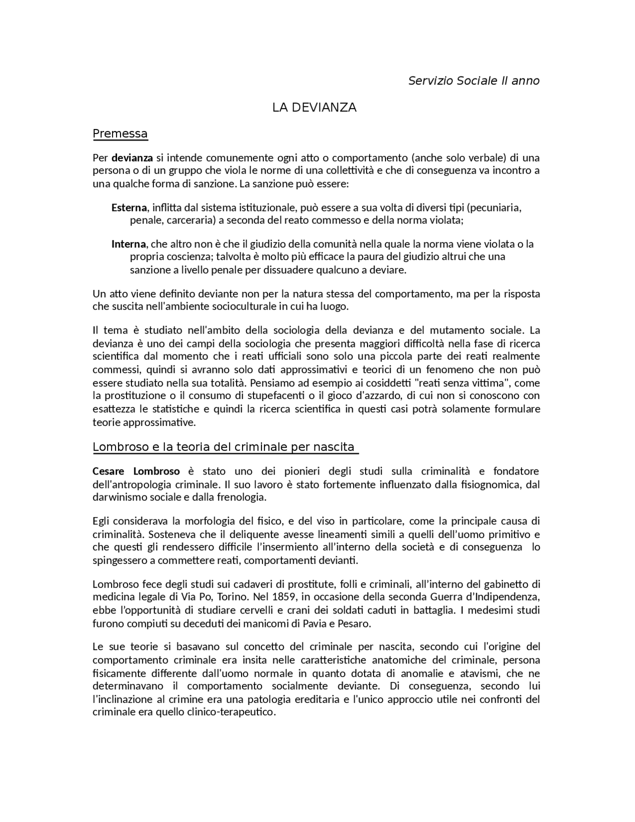 Devianza E Criminalità Docsity