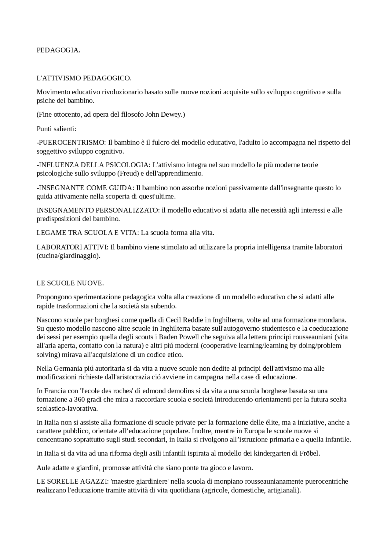 PEDAGOGIA PROGRAMMA DEL QUINTO ANNO - Docsity