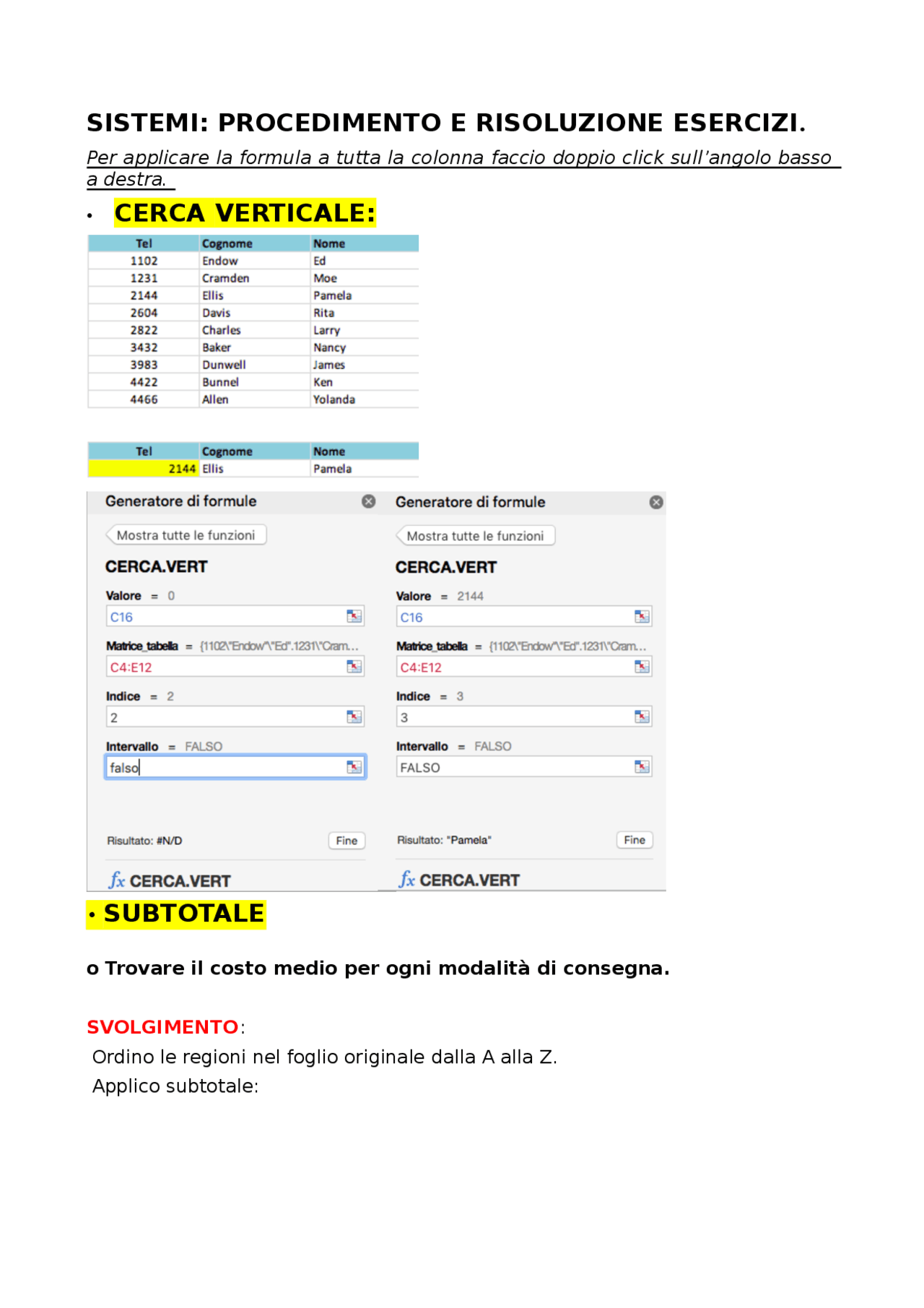 Sistemi Informativi Esercizi Docsity