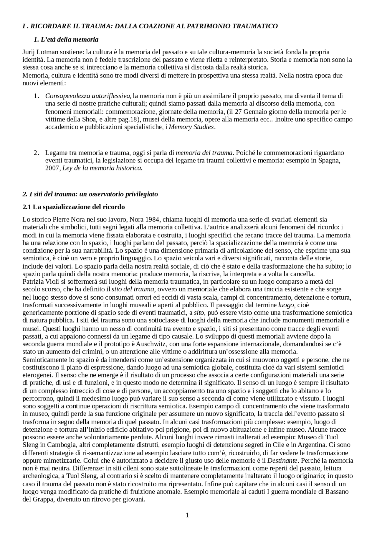 Paesaggi Della Memoria Docsity