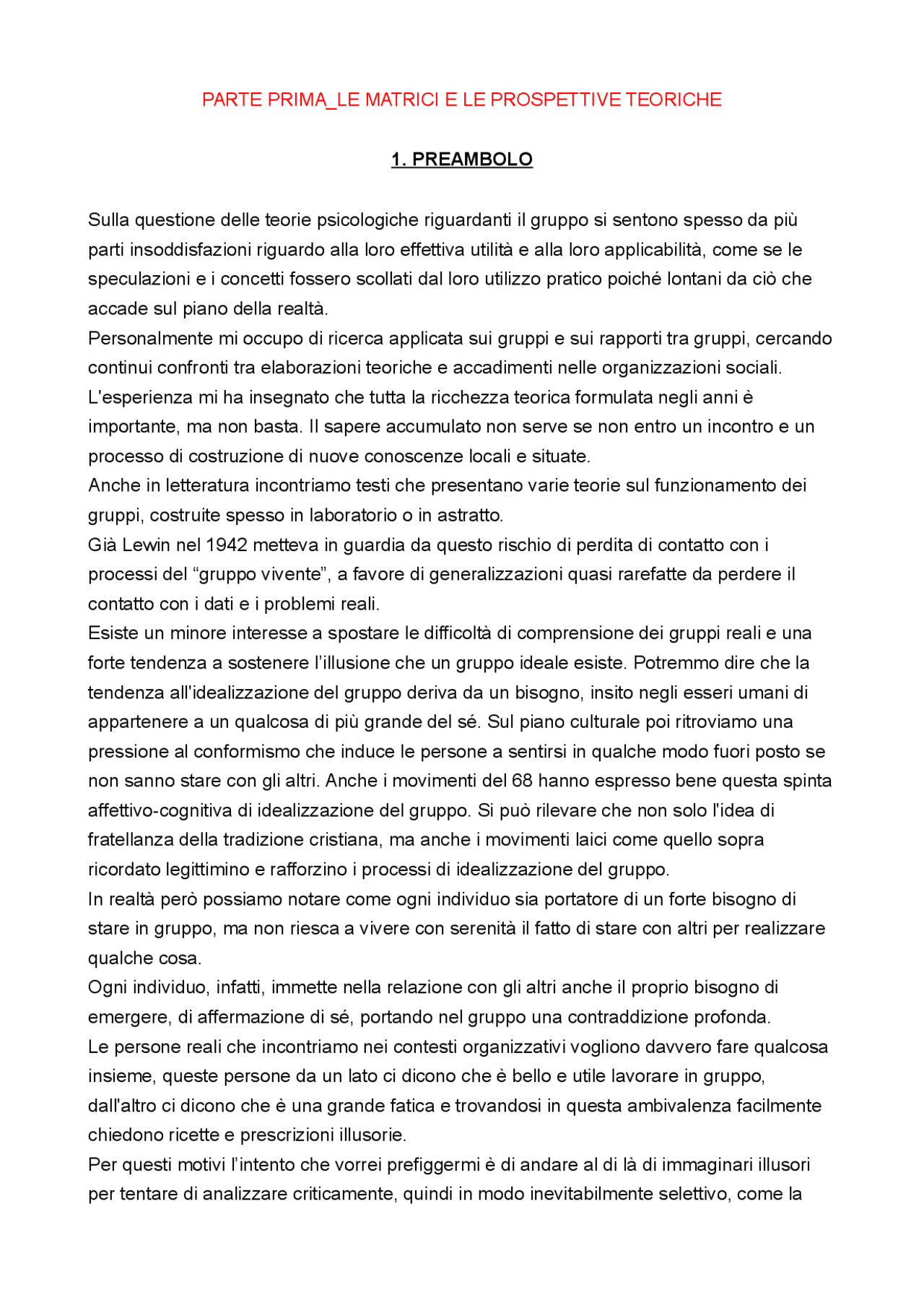 Il Gruppo In Teoria E In Pratica Docsity