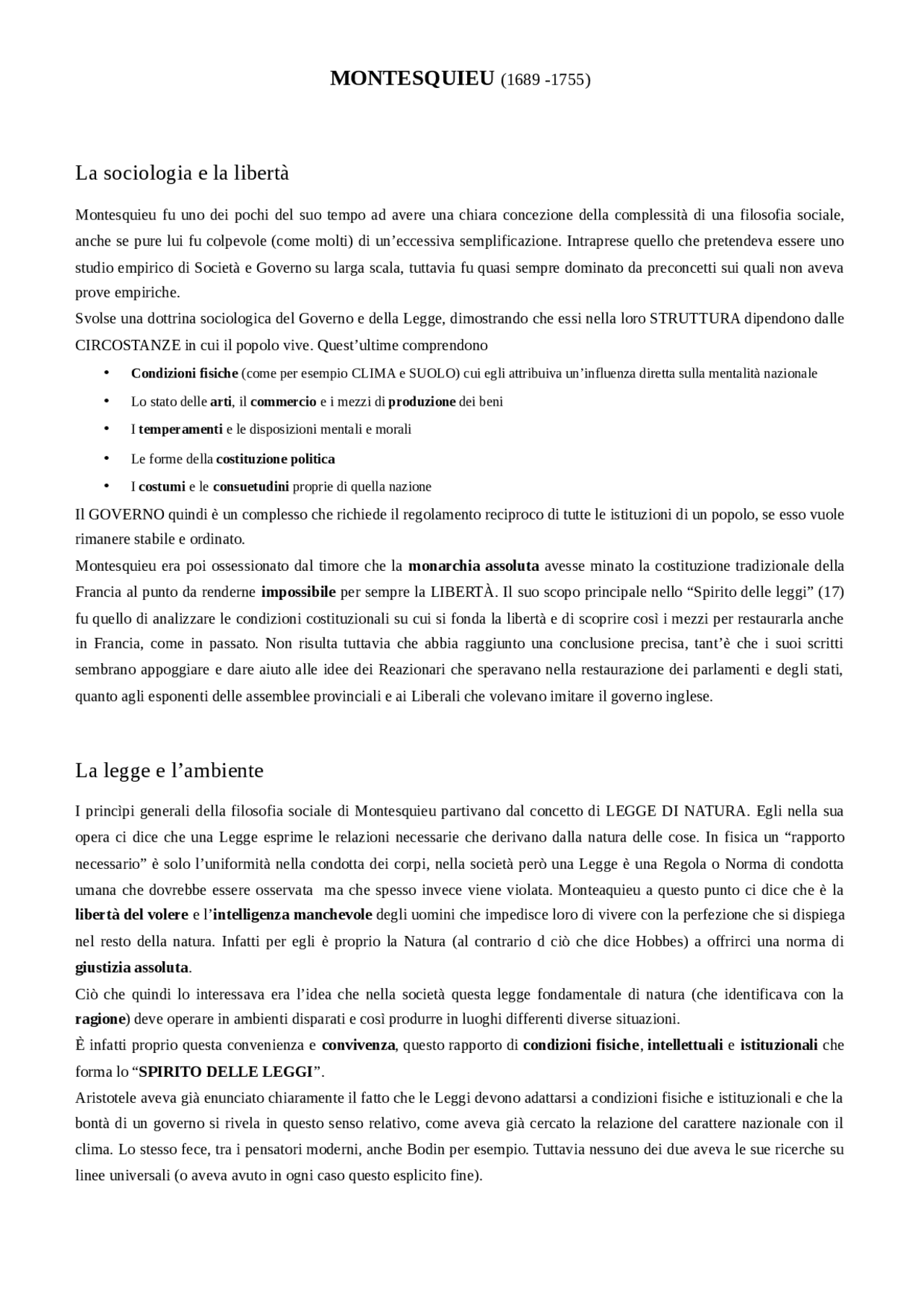 MONTESQUIEU - Storia delle dottrine politiche di G. H. Sabine | Sintesi ...