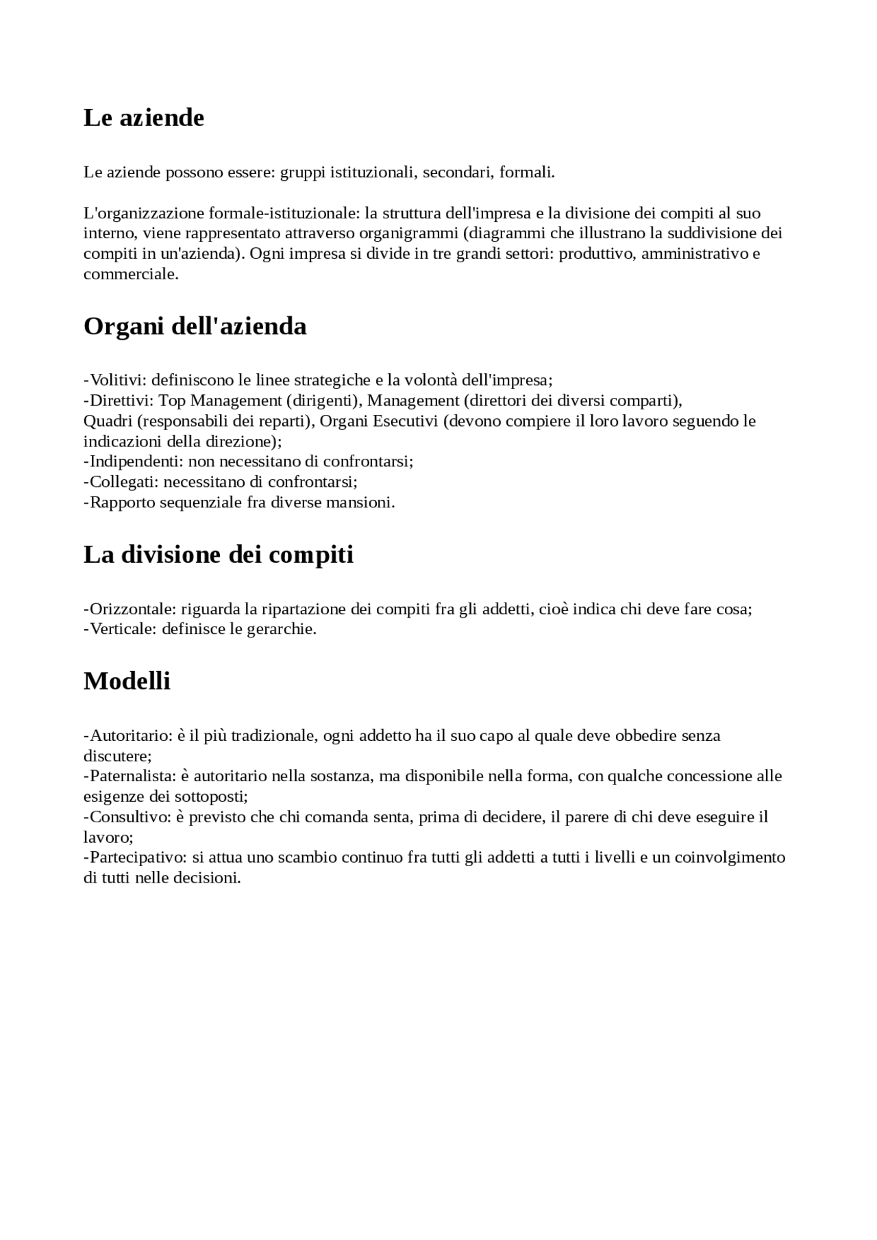 Le Aziende Organizzazione E Comunicazione Docsity