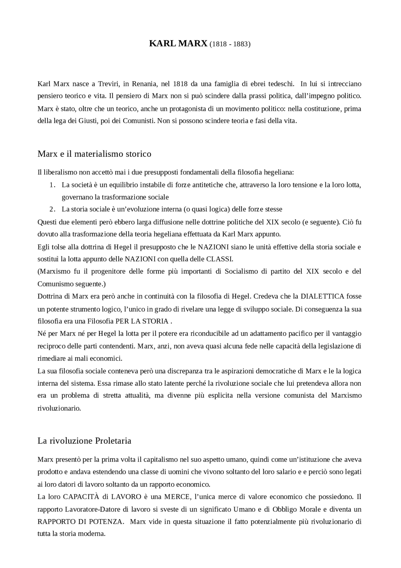 MARX - Storia delle dottrine politiche di G. H. Sabine - Docsity