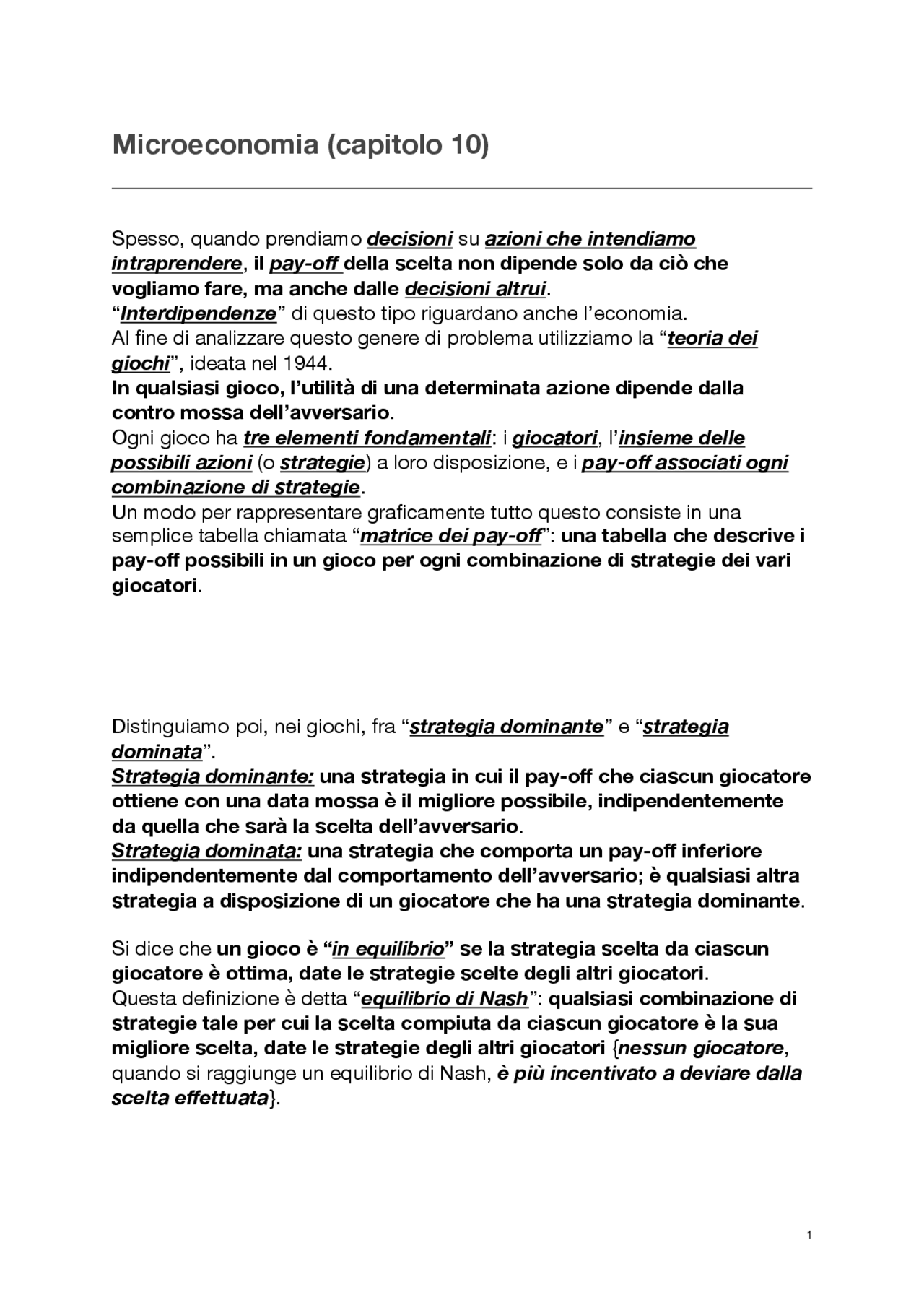 Riassunto Sui Principi Della Microeconomiateoria Dei Giochi E L