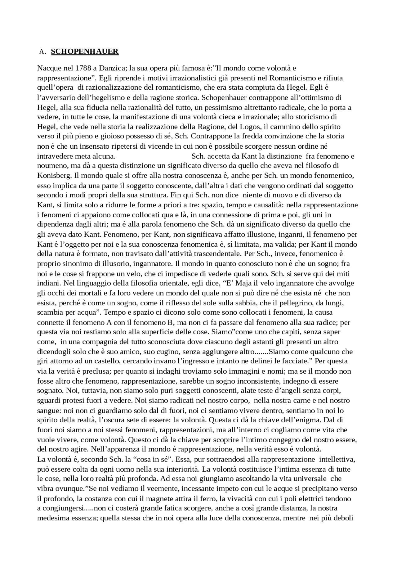 Il Filosofo Schopenhauer Docsity