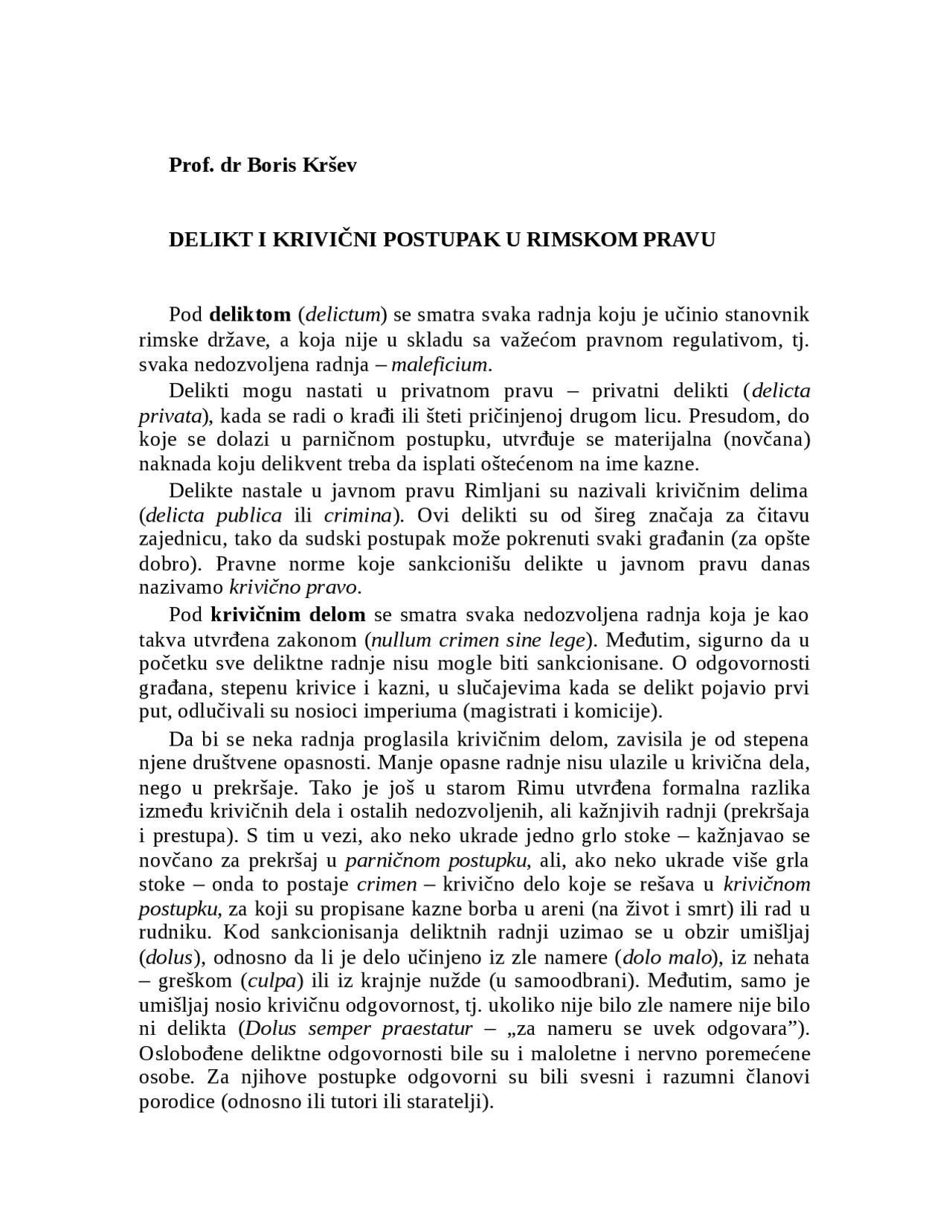 Delikt i krivicni postupak u rimskom pravu | Ispiti' predlog Rimsko ...