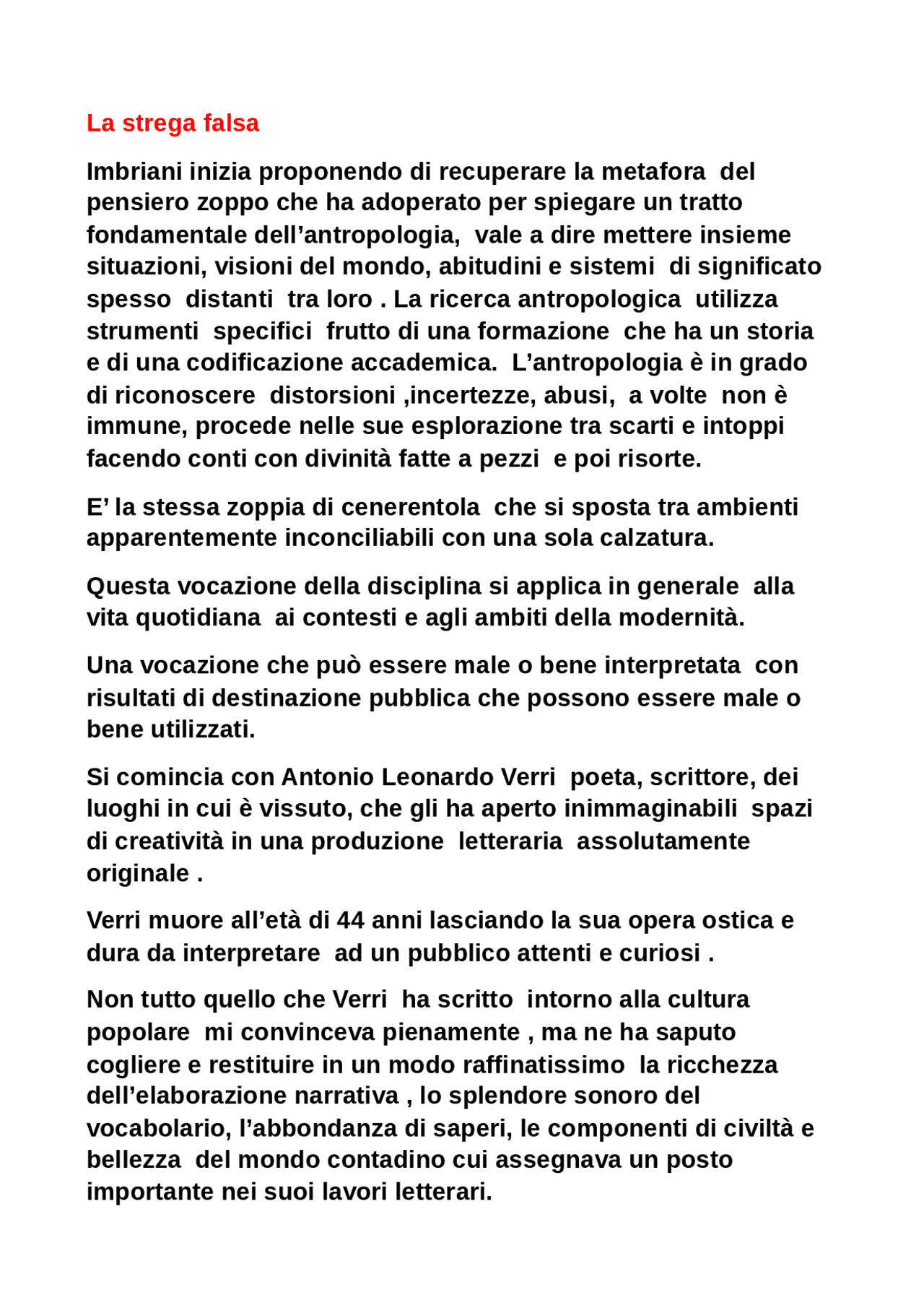 Riassumto La Strega Falsa Docsity