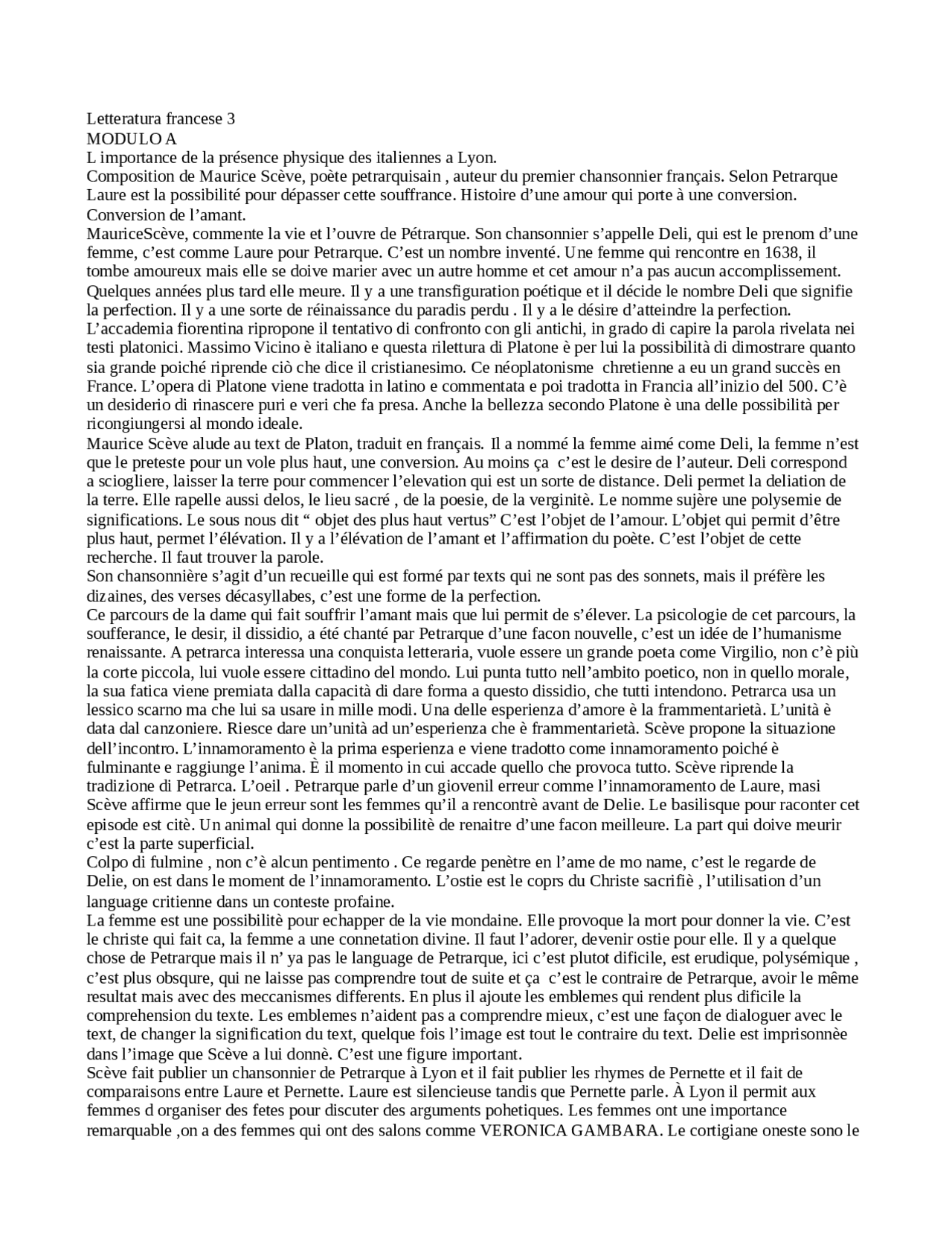 Letteratura Francese Unimi Poesie Lyonnaise Andromaque E Phèdre