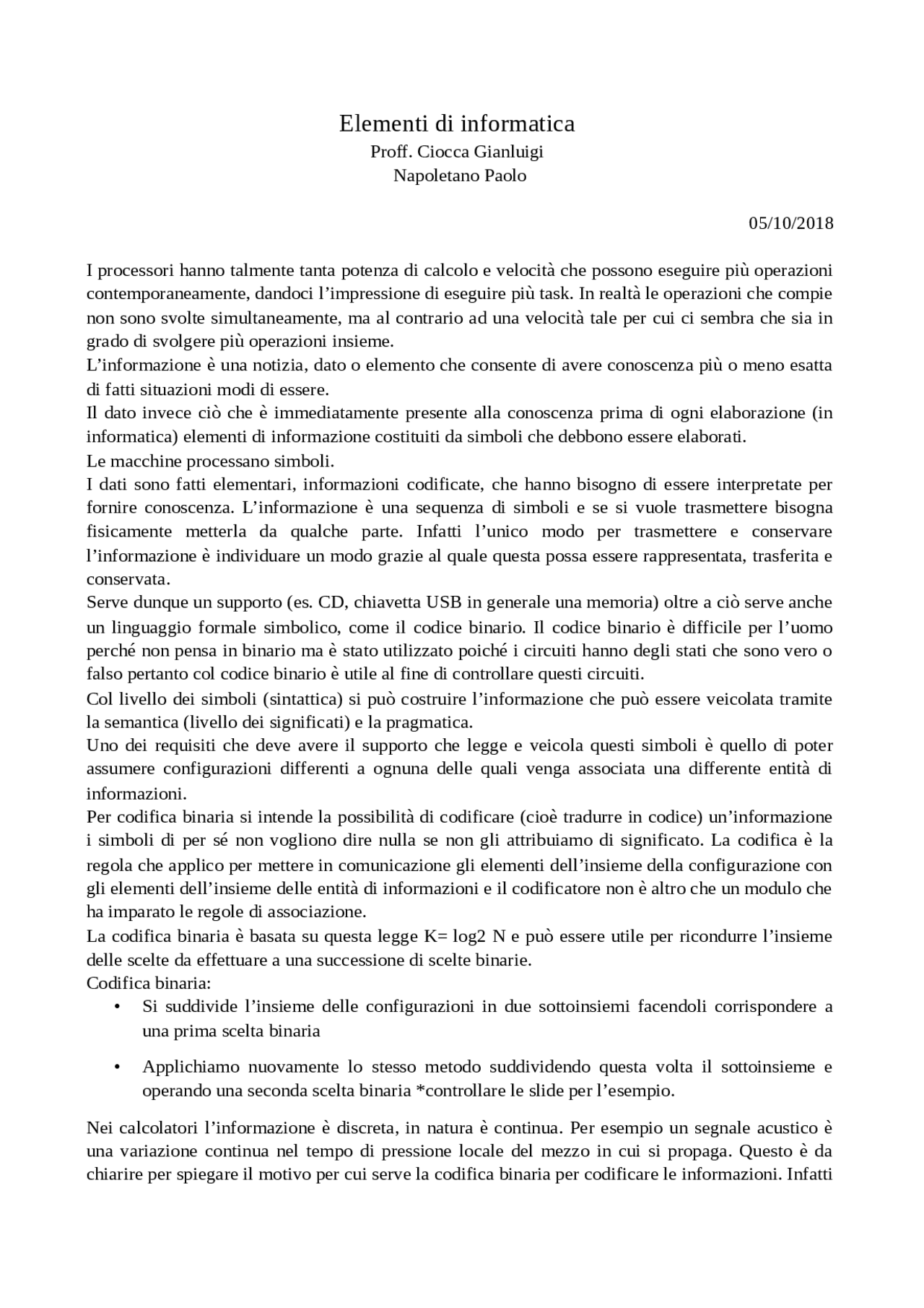 Elementi di Informatica - Docsity