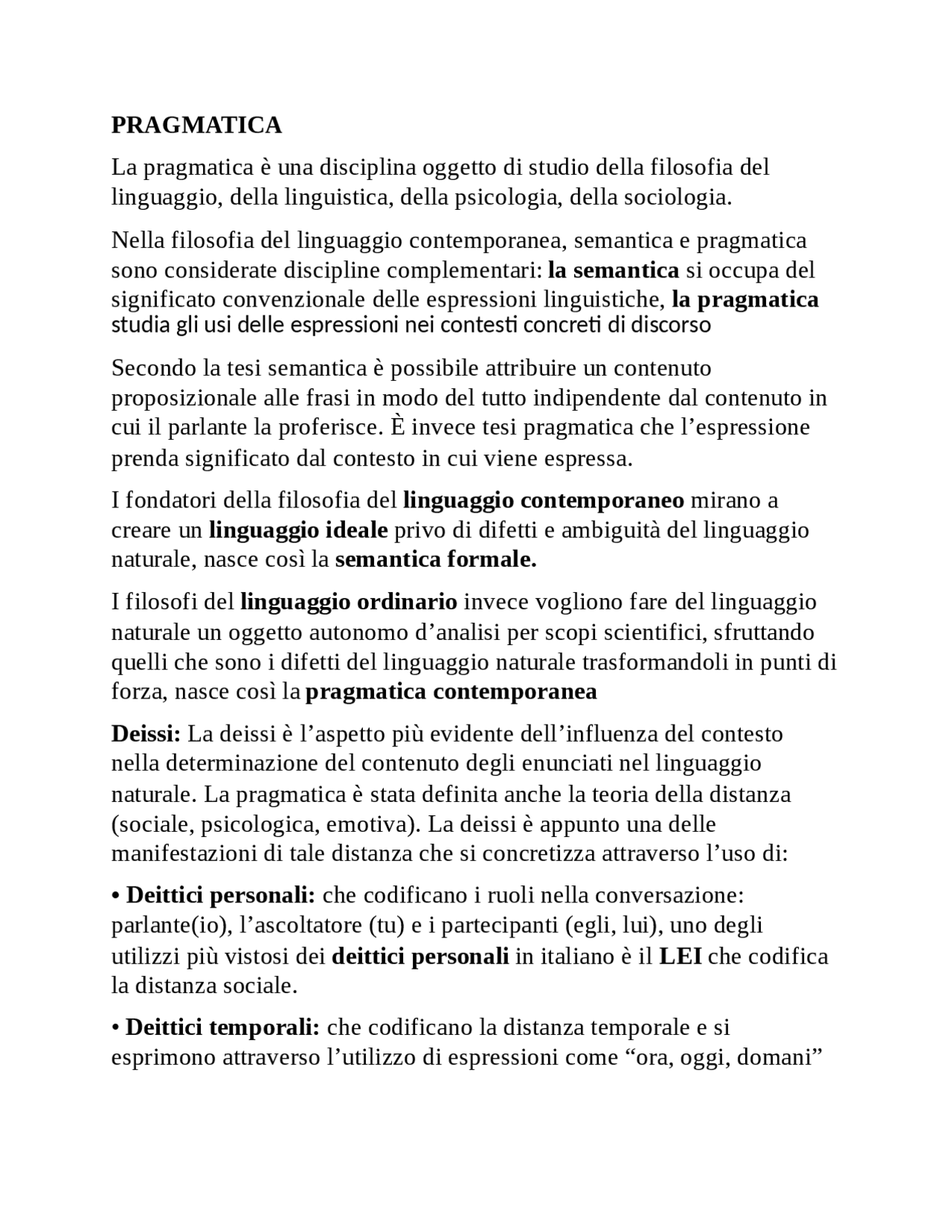 Pragmatica Del Linguaggio Docsity