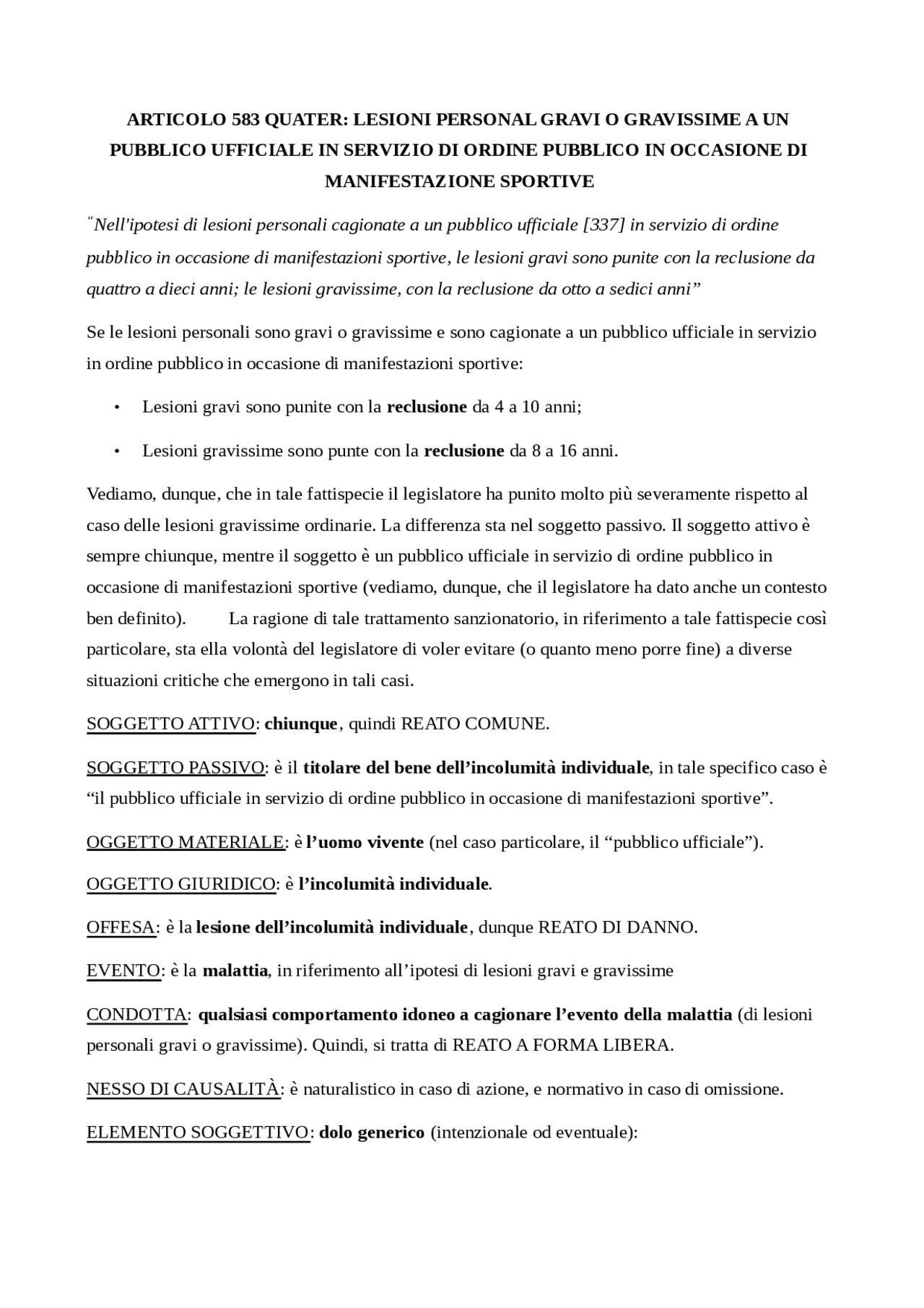 Delitti Contro La Persona Dispense Di Diritto Penale Docsity