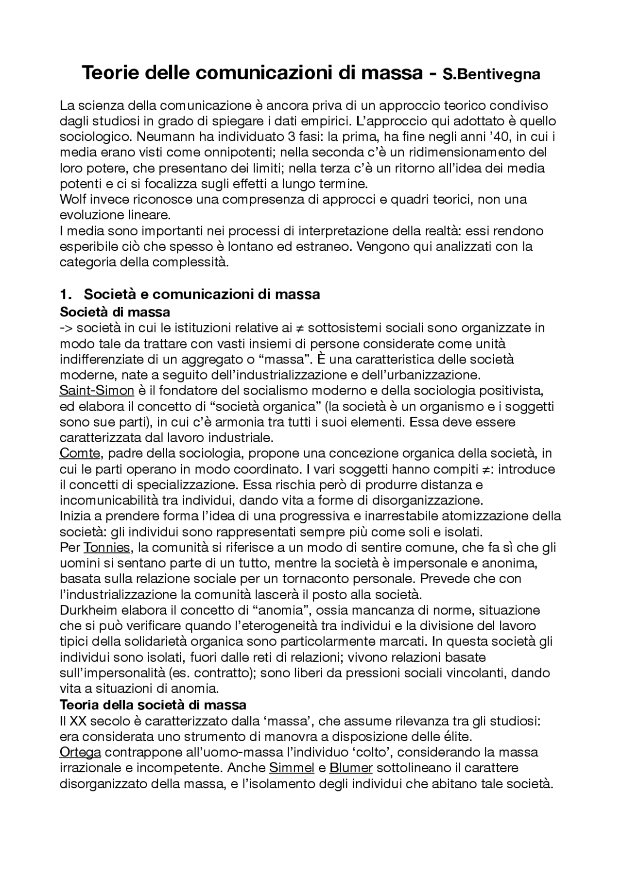 Teorie Delle Comunicazioni Di Massa Docsity