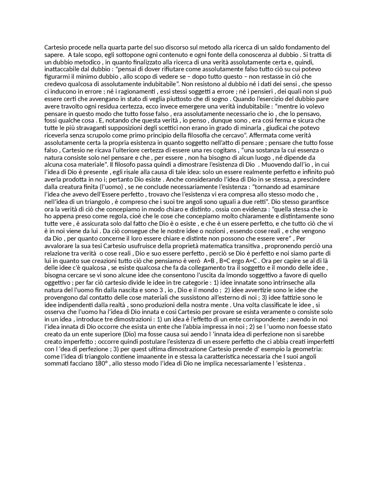 Commento Discorso Sul Metodo Di Cartesio Docsity