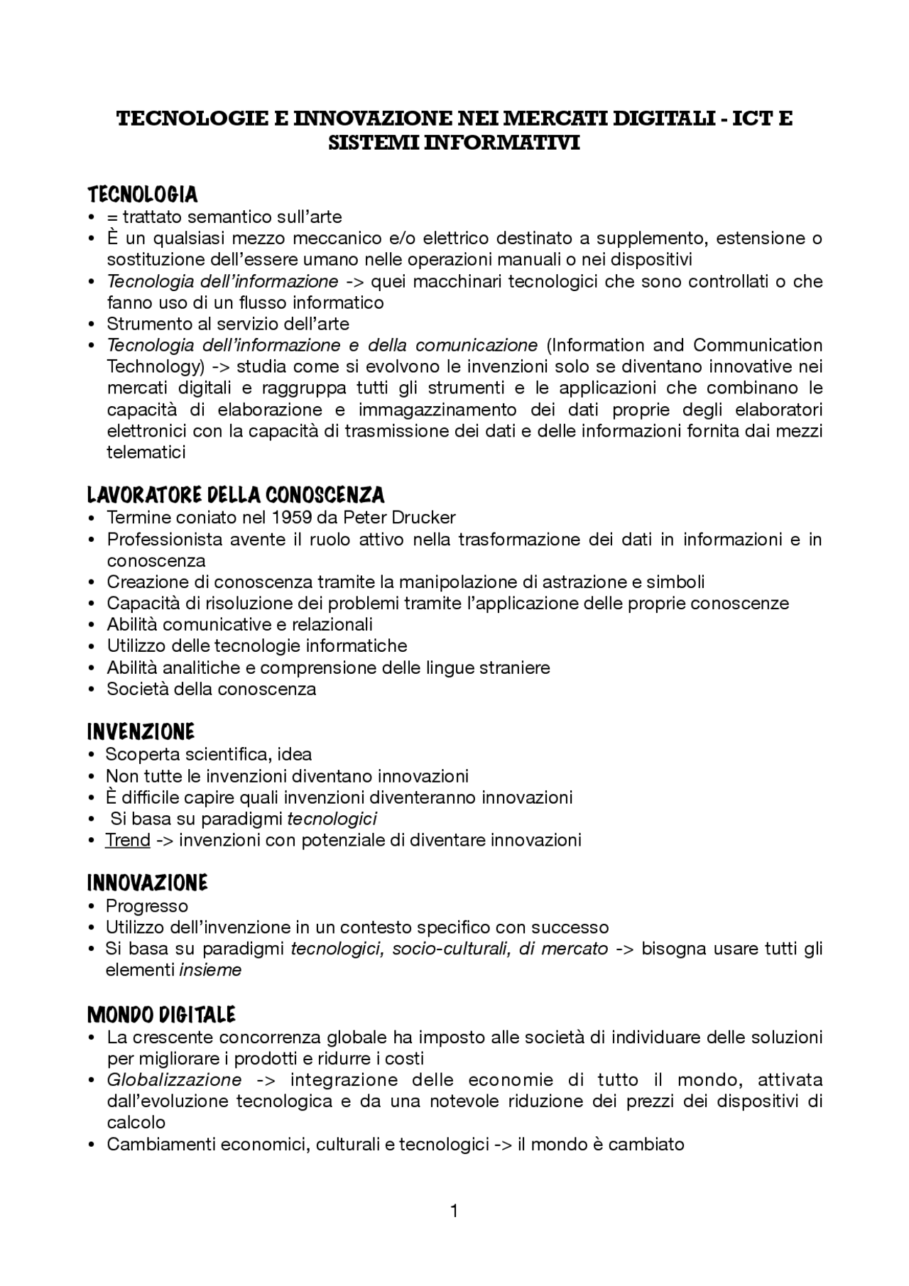 Appunti Di Sistemi Informativi E Trend Digitali Docsity