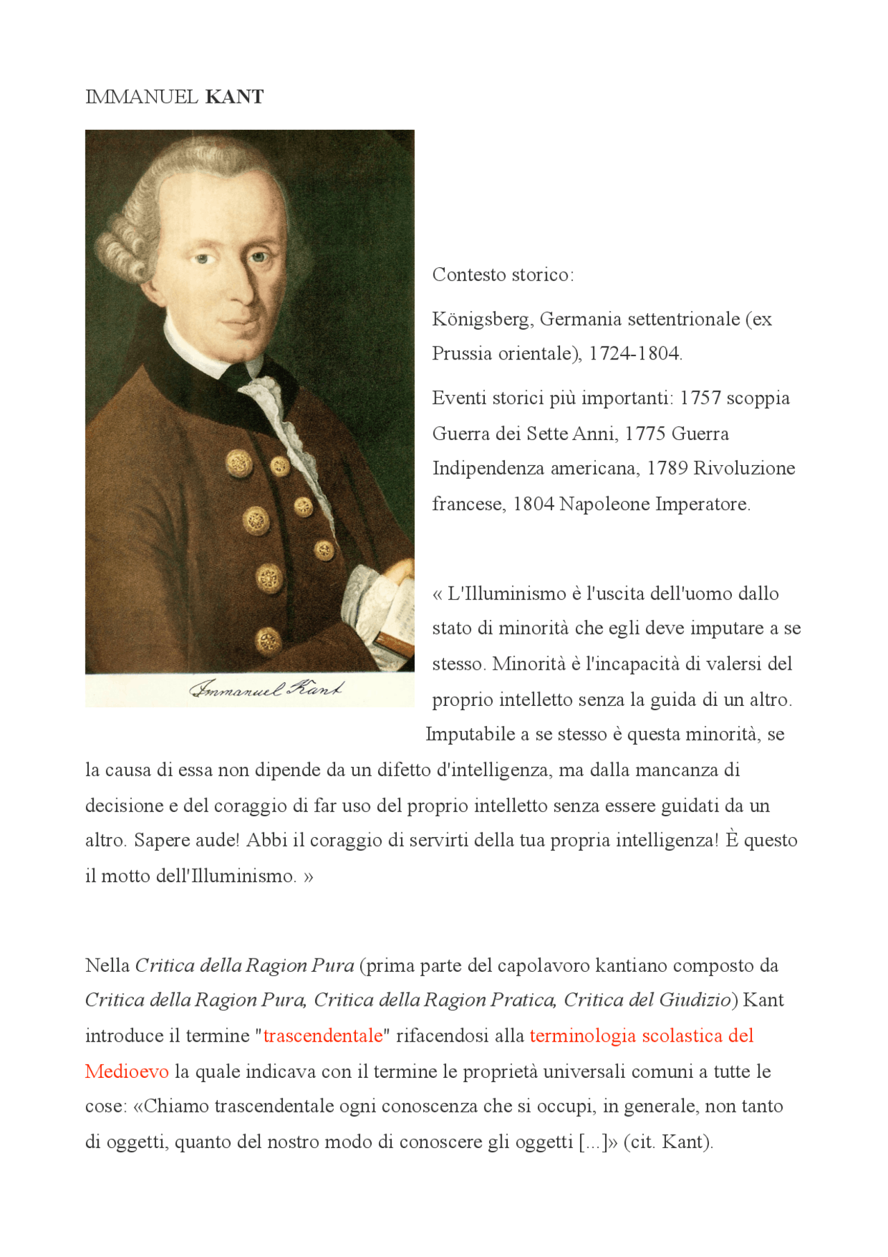 Filosofo Immanuel Kant Docsity