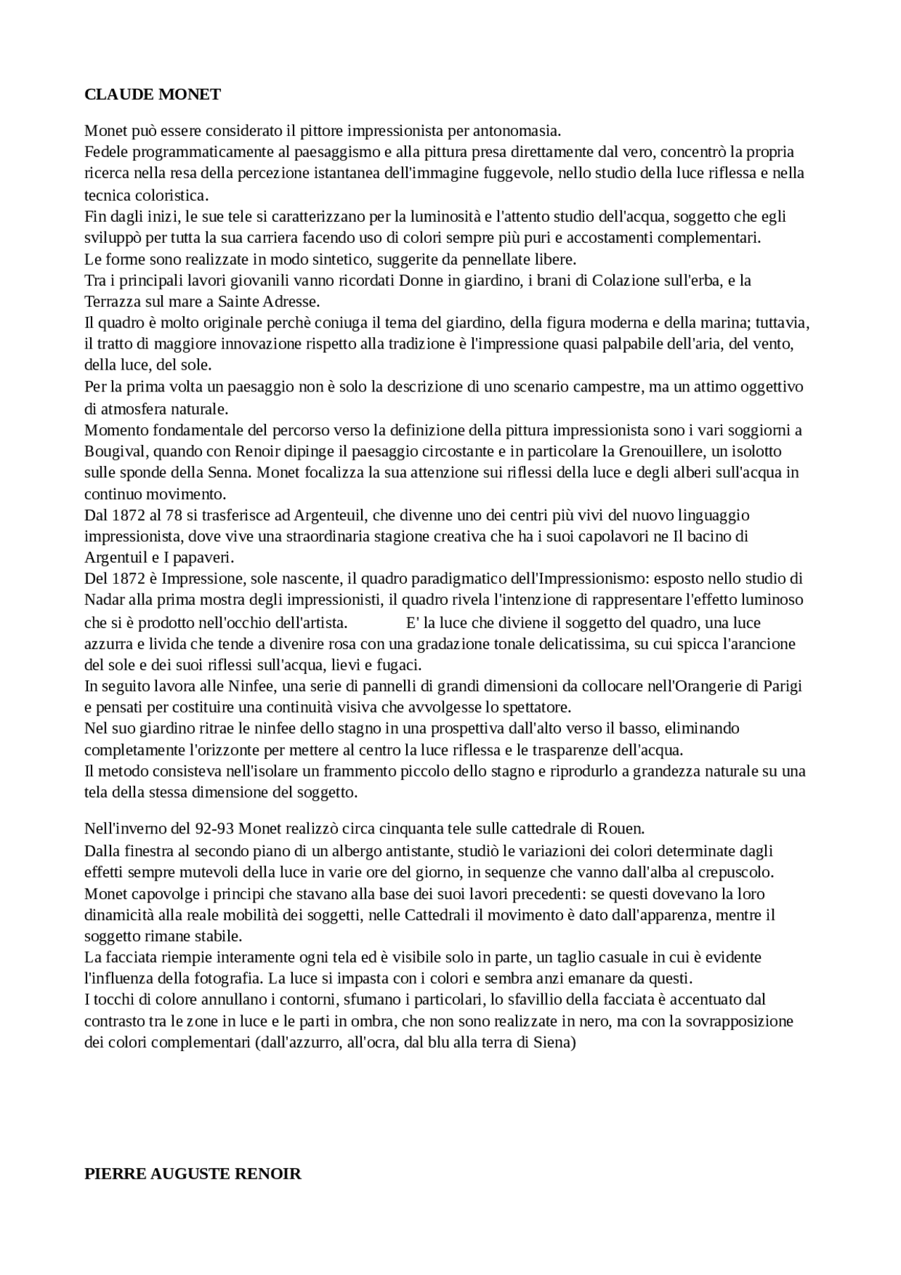 Impressionismo Argan Docsity