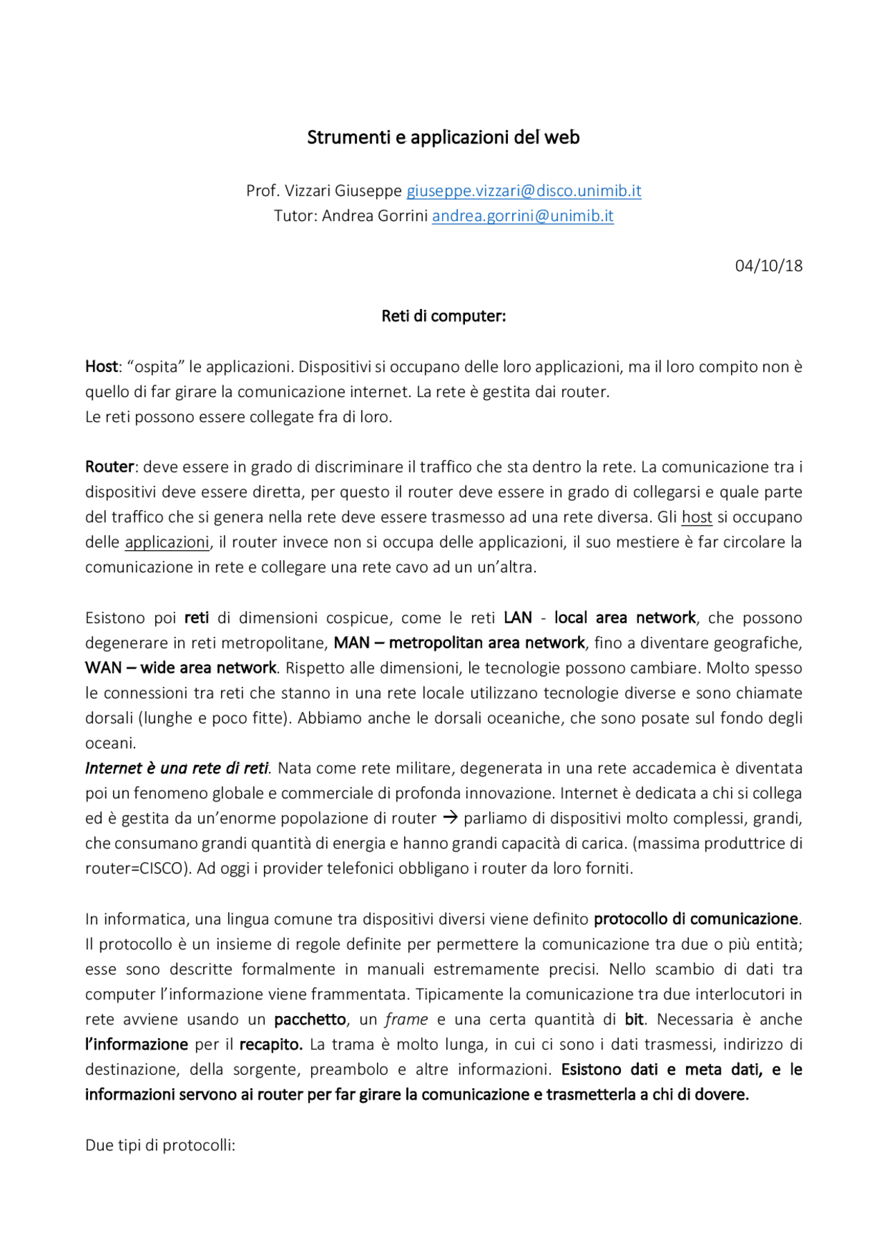 Strumenti E Applicazioni Del Web Docsity
