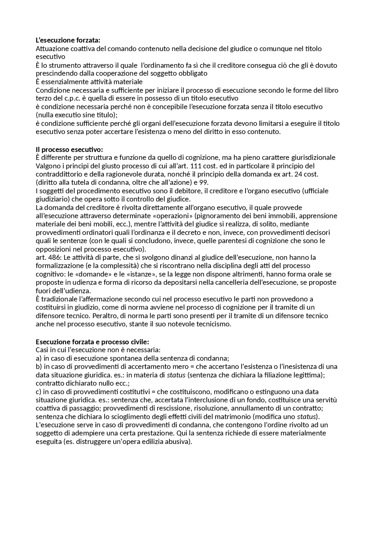 Procedura Civile Esecuzione Forzata Docsity