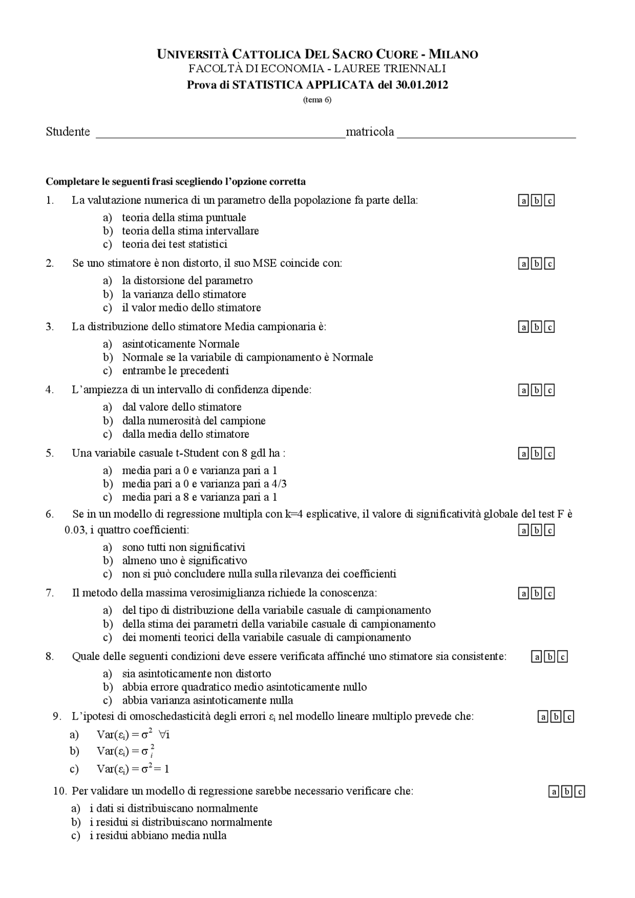Temi d'esame statistica applicata - Docsity