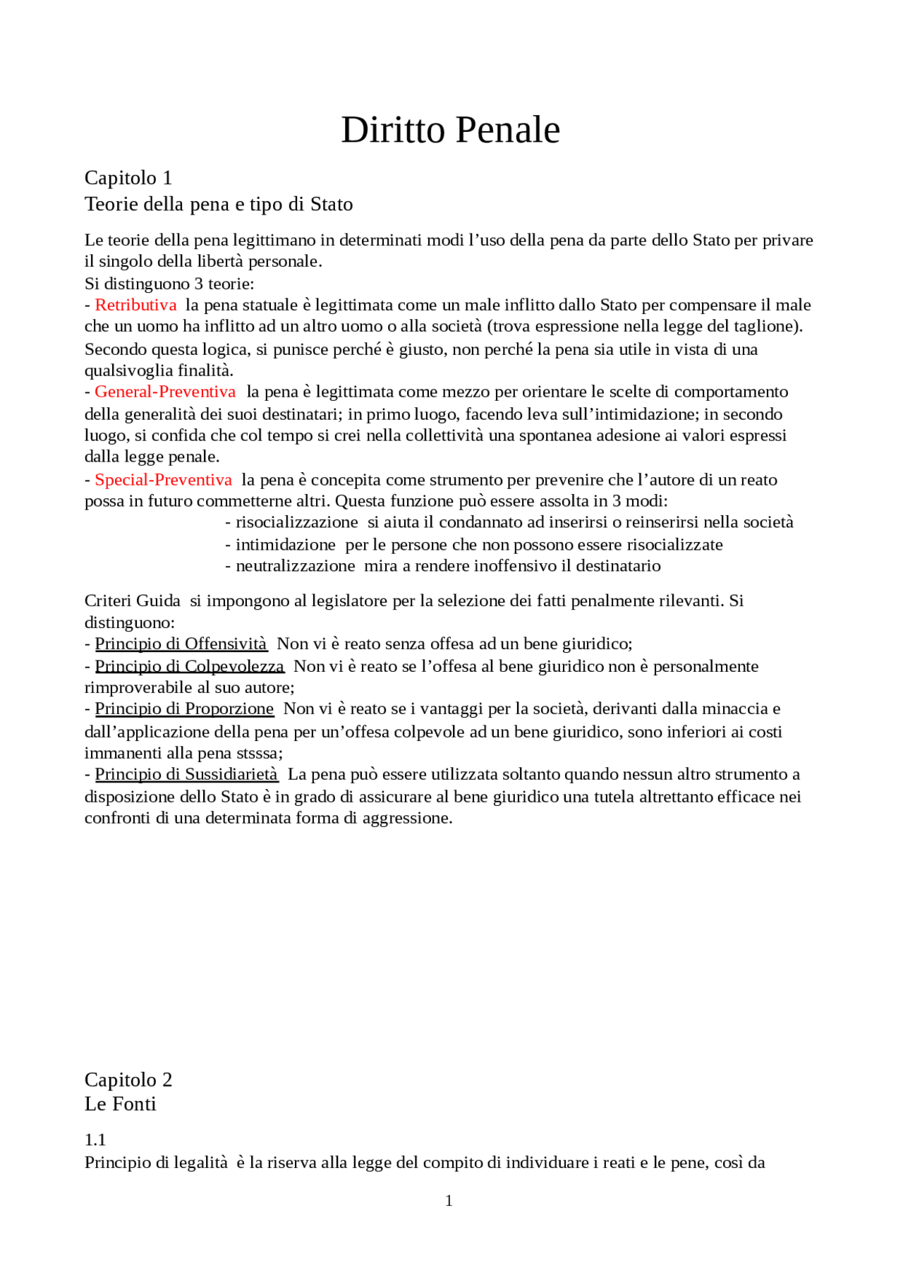 Diritto Penale Parte Generale Docsity
