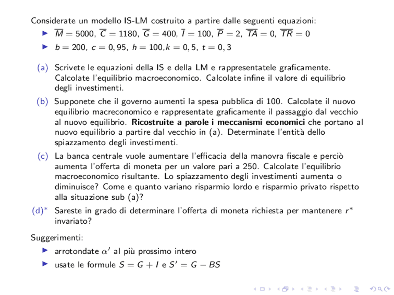 Esercizi Islm Macroeconomia Docsity