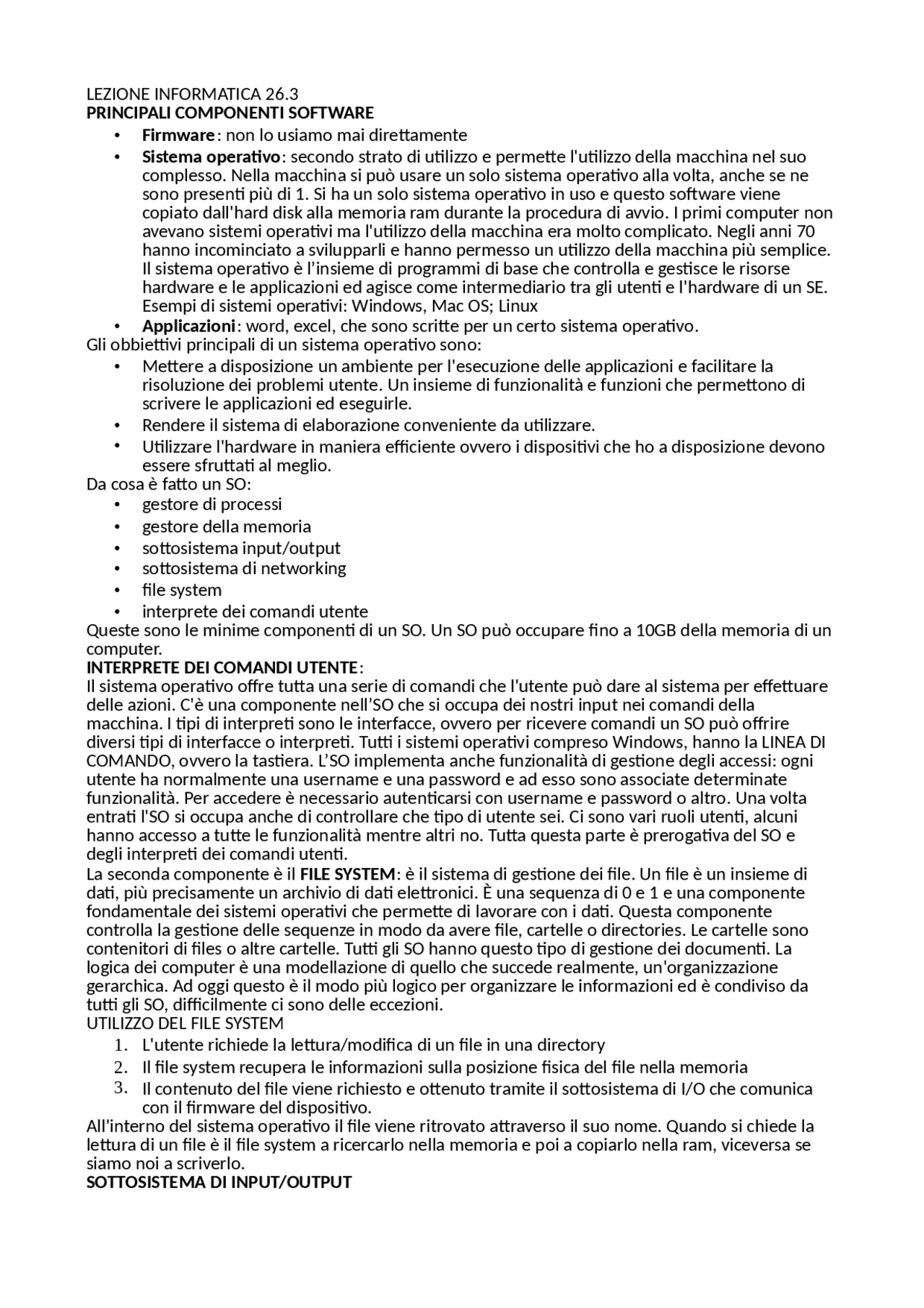 Appunti Sistemi Operativi Informatica Docsity
