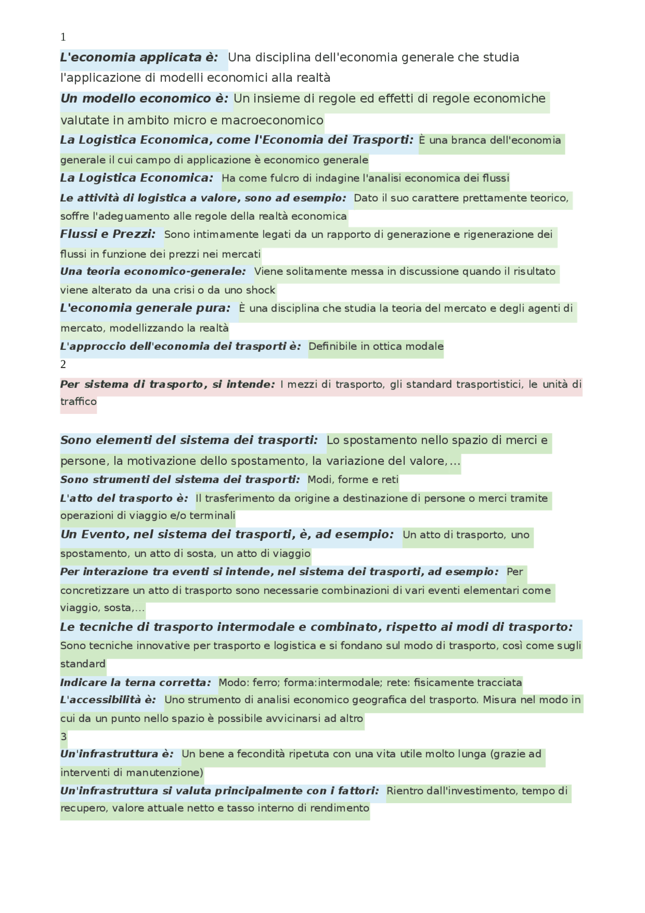 Domande Esame Economia Applicata Docsity