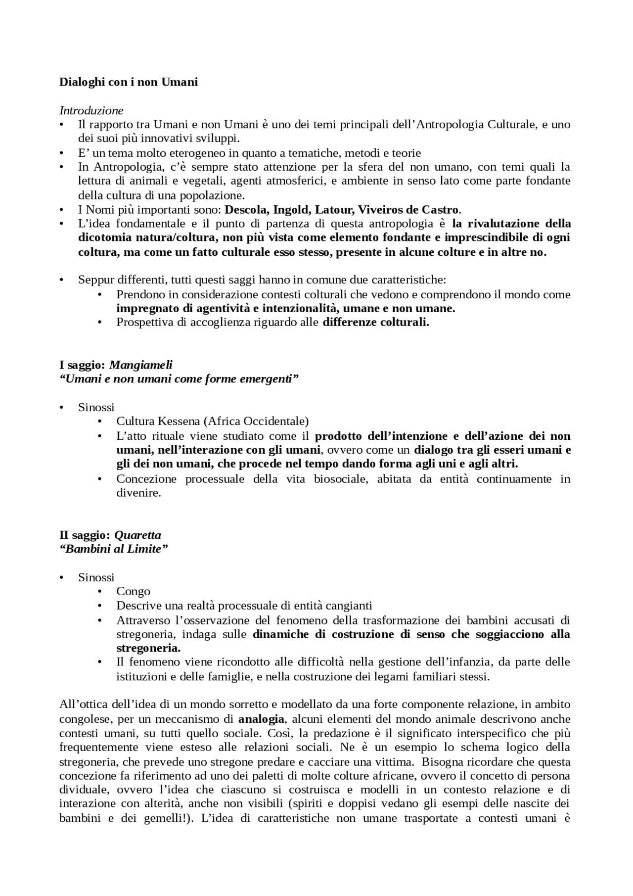 Riassunto De Dialogo Con I Non Umani Docsity