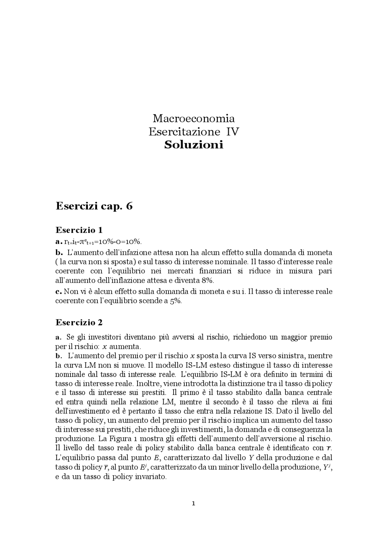 Esercizi Macroeocnomia Docsity