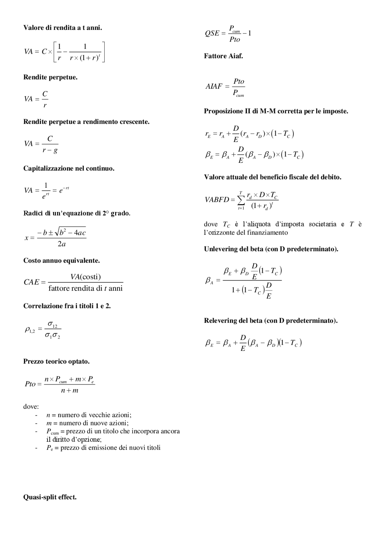 Macroeconomia Formulario Riassuntivo Per Esame Formulari Di