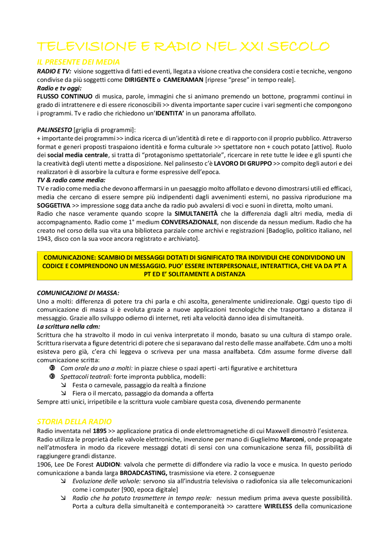 Riassunto Tv E Radio Nel Xxi Secolo Menduni Docsity