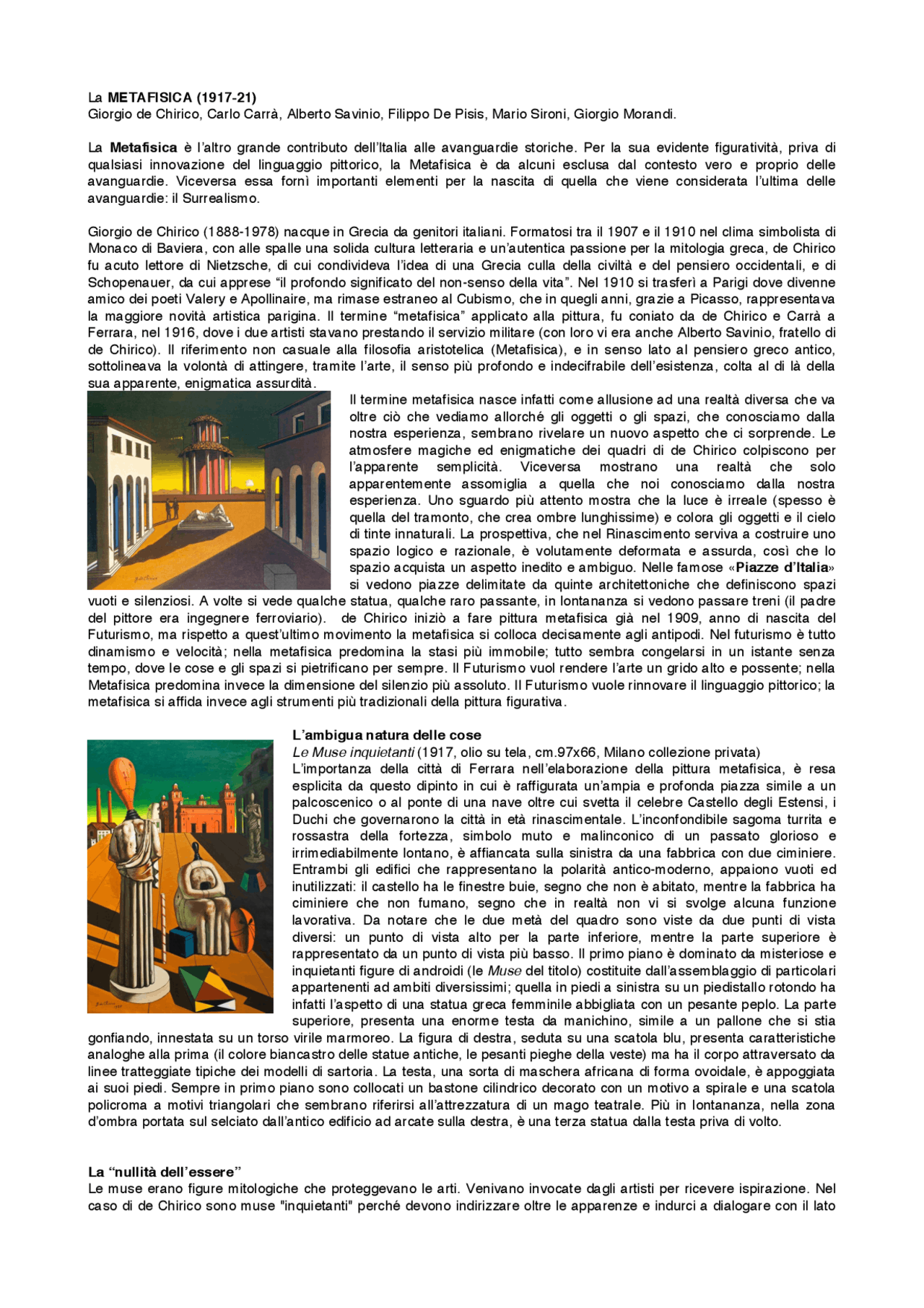 Storia Della Metafisica Dispense Di Storia Dellarte Docsity