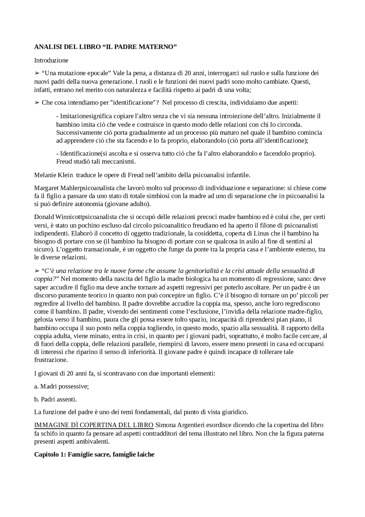 Il Padre Materno Simona Argentieri Docsity