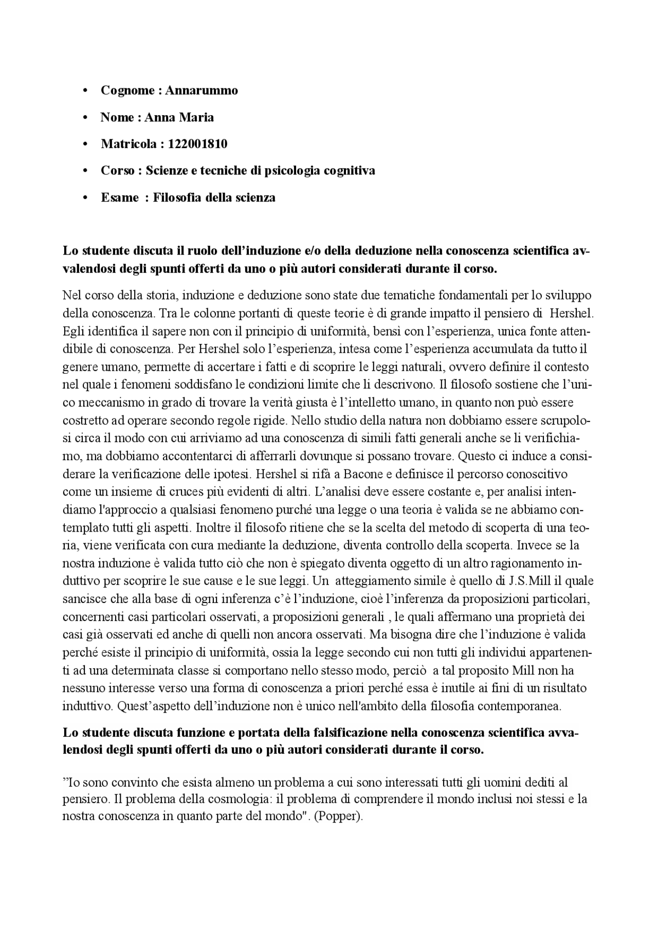 Filosofia Della Scienza Docsity