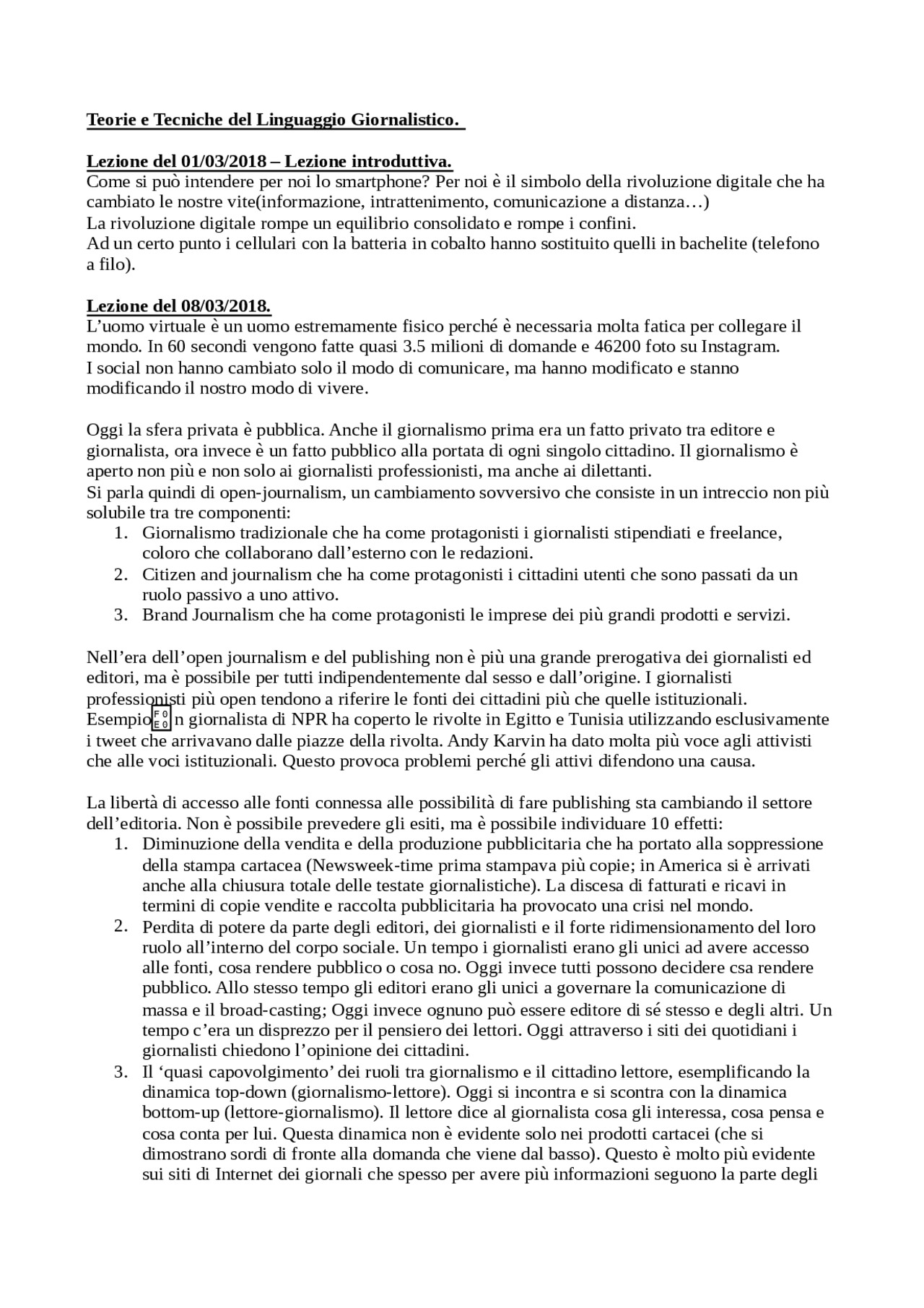 Teorie E Tecniche Del Linguaggio Giornalistico Docsity