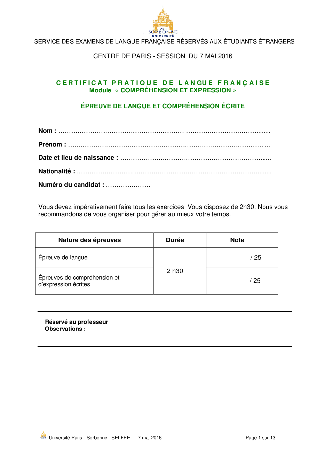 Certificat pratique de langue française: compréhension et expression ...