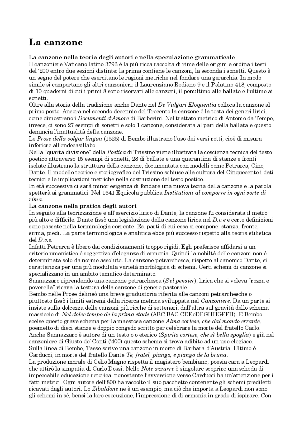 La Canzone Di Guglielmo Gorni Docsity